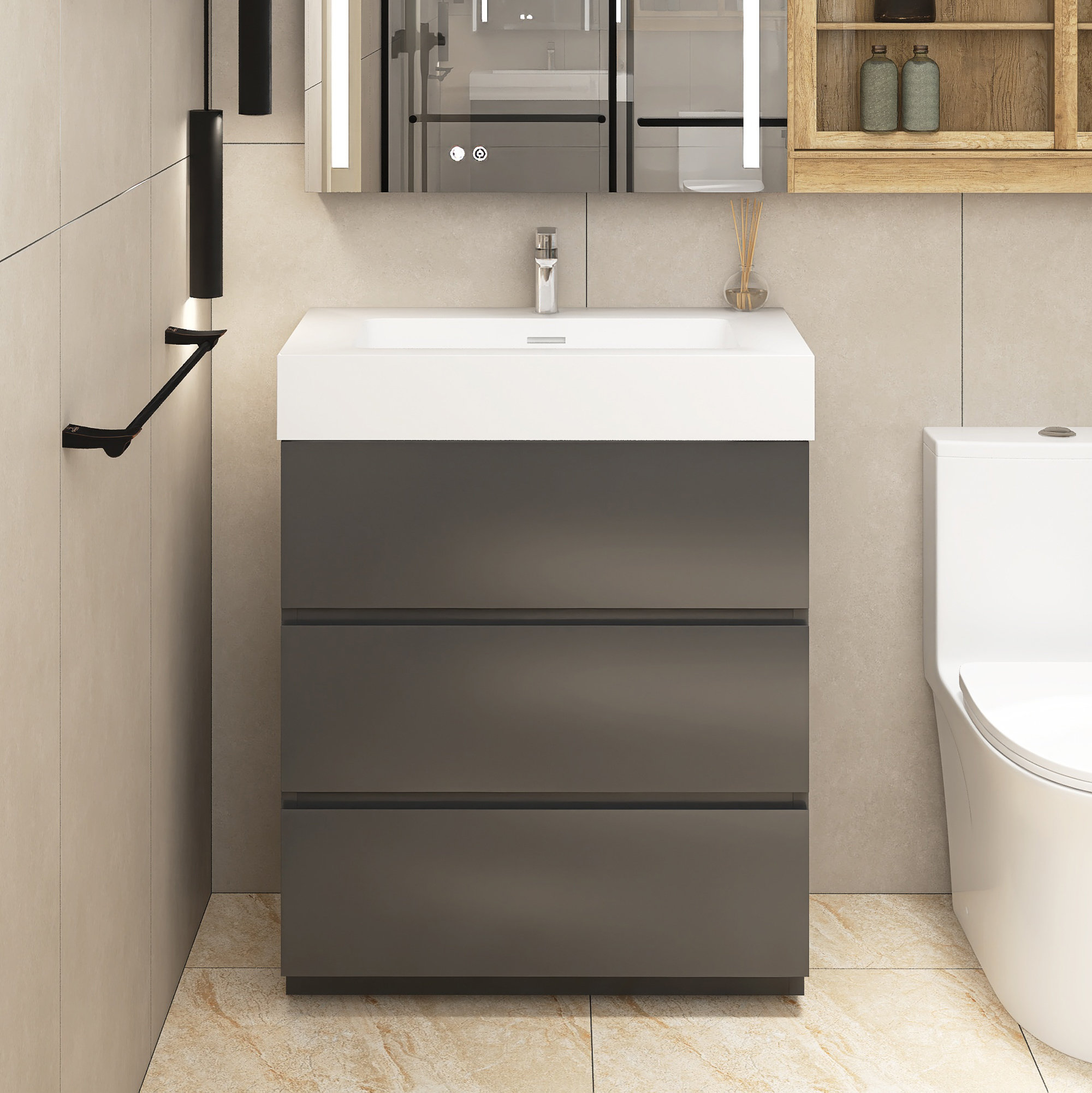 Ebern Designs Satonia 29.9'' Single Bathroom Vanity with Solid Surface ...