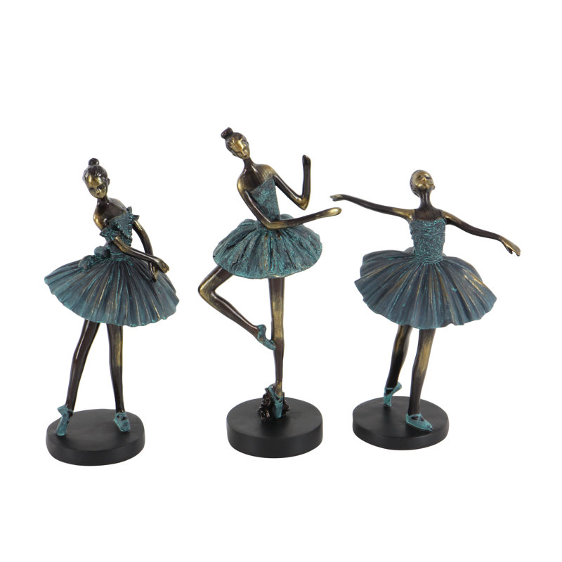 Charlton Home® Minnich Polystone Dancer Teal Decorative Sculpture Set ...