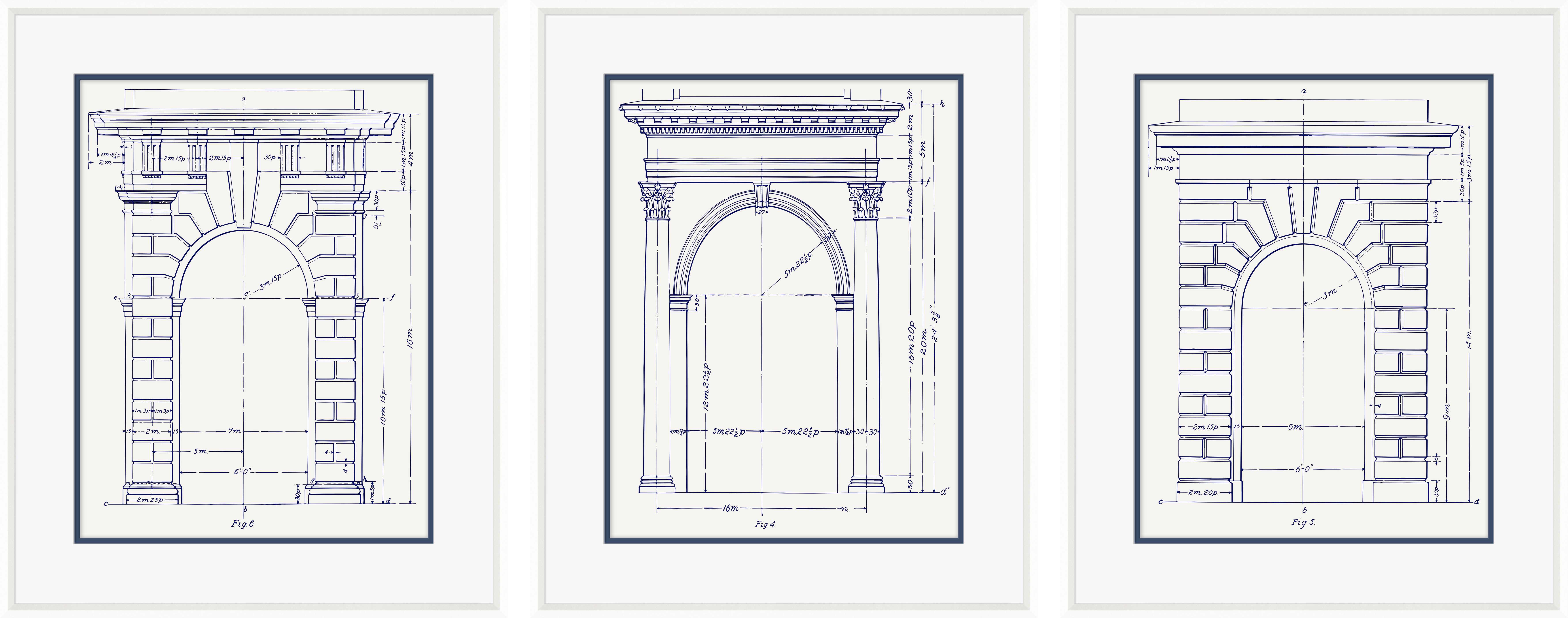 Soicher Marin White Arch Figure 6, 4 & 5 - Picture Frame Drawing Print ...