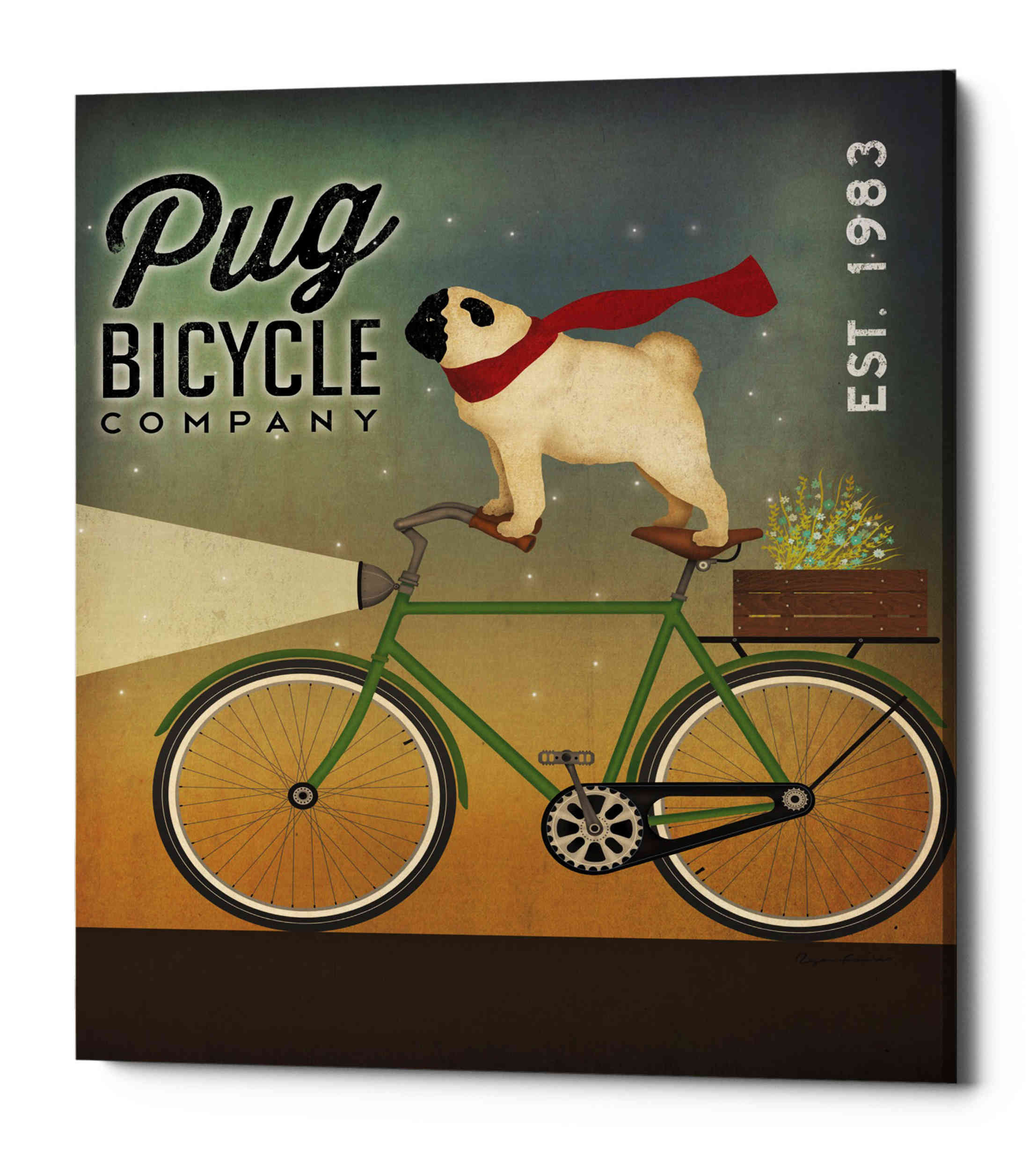 Trinx Pug on a Bike by Ryan Fowler - Wrapped Canvas Graphic Art Print ...