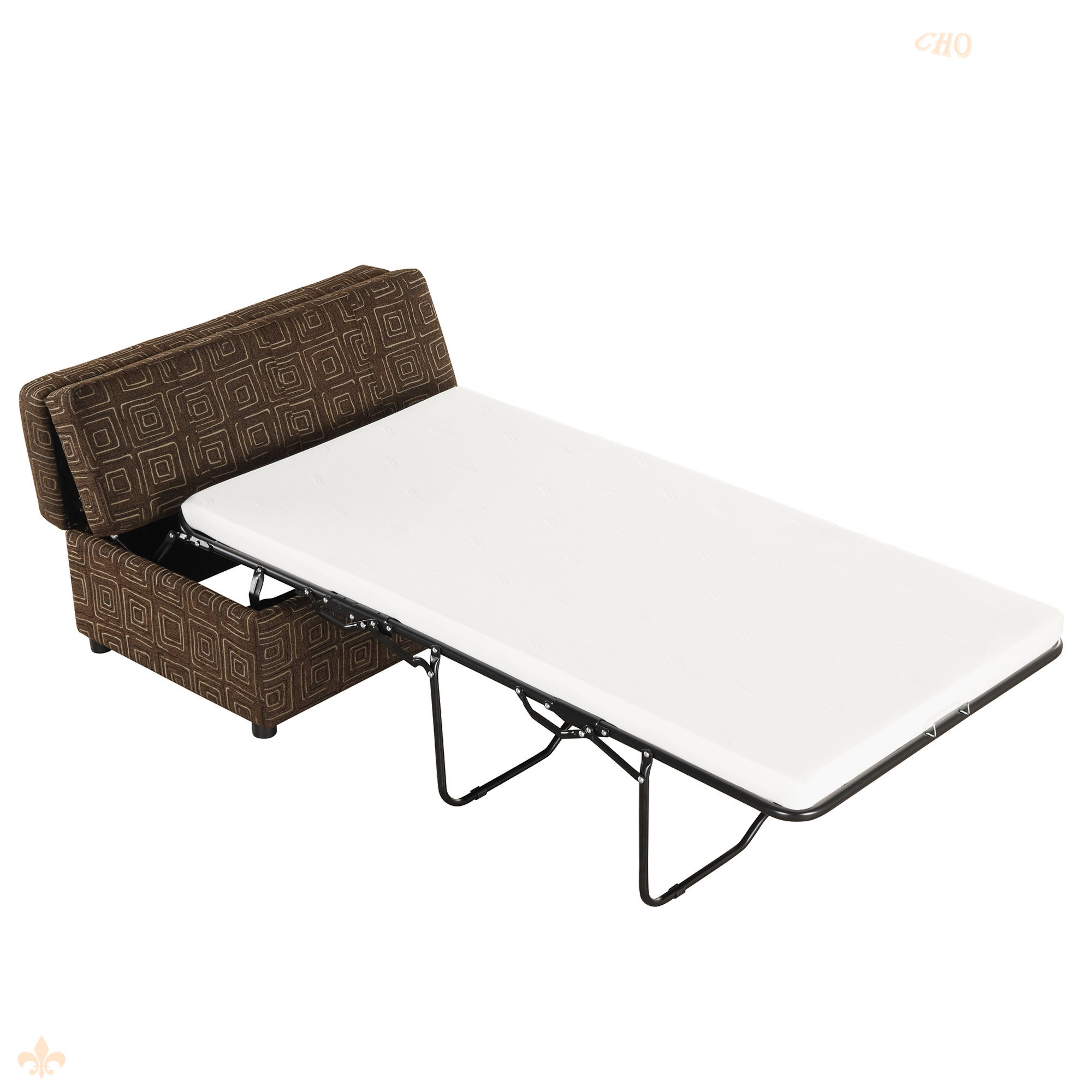 Latitude Run® Folding Ottoman Sleeper Bed with Mattress Convertible ...