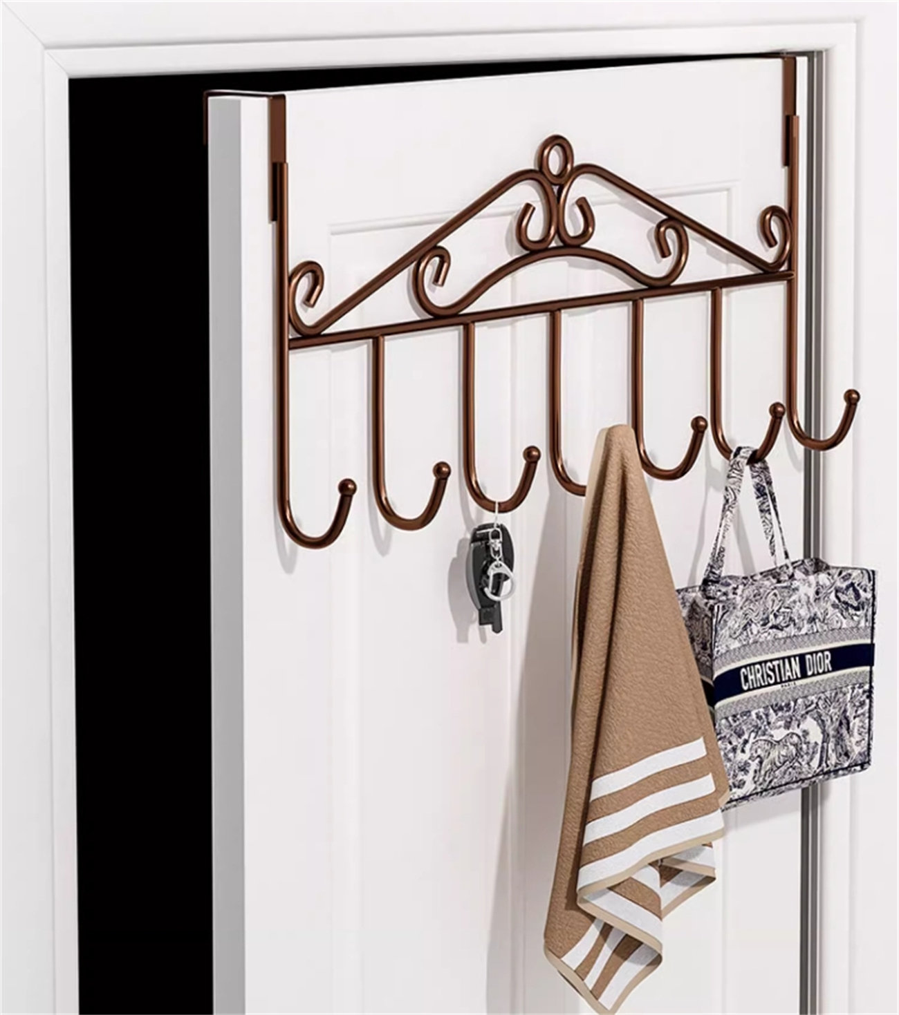 Red Barrel Studio® Iron Seamless Over-The-Door Hook Rack | Wayfair