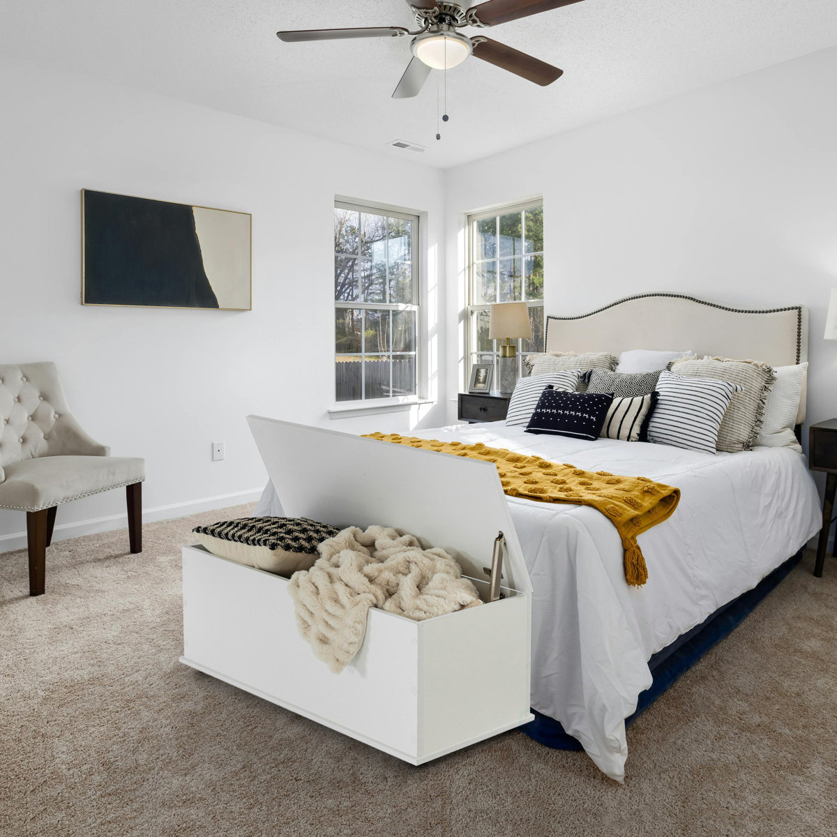 Ebern Designs Multi Purpose White Wooden Storage Box, Organizer and ...