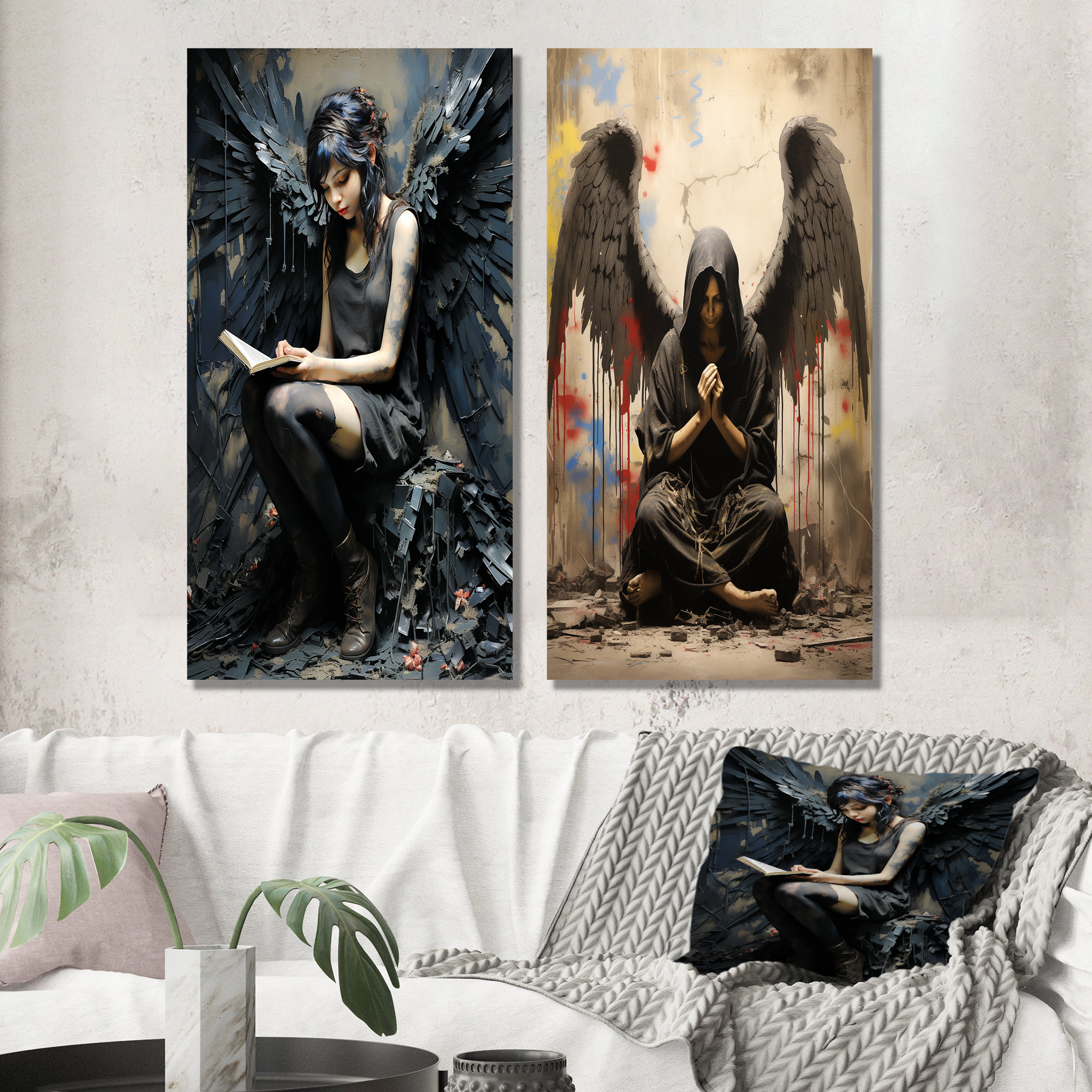 Lark Manor™ Angel Wings Rebel Street Art I - Fictional Character Canvas ...