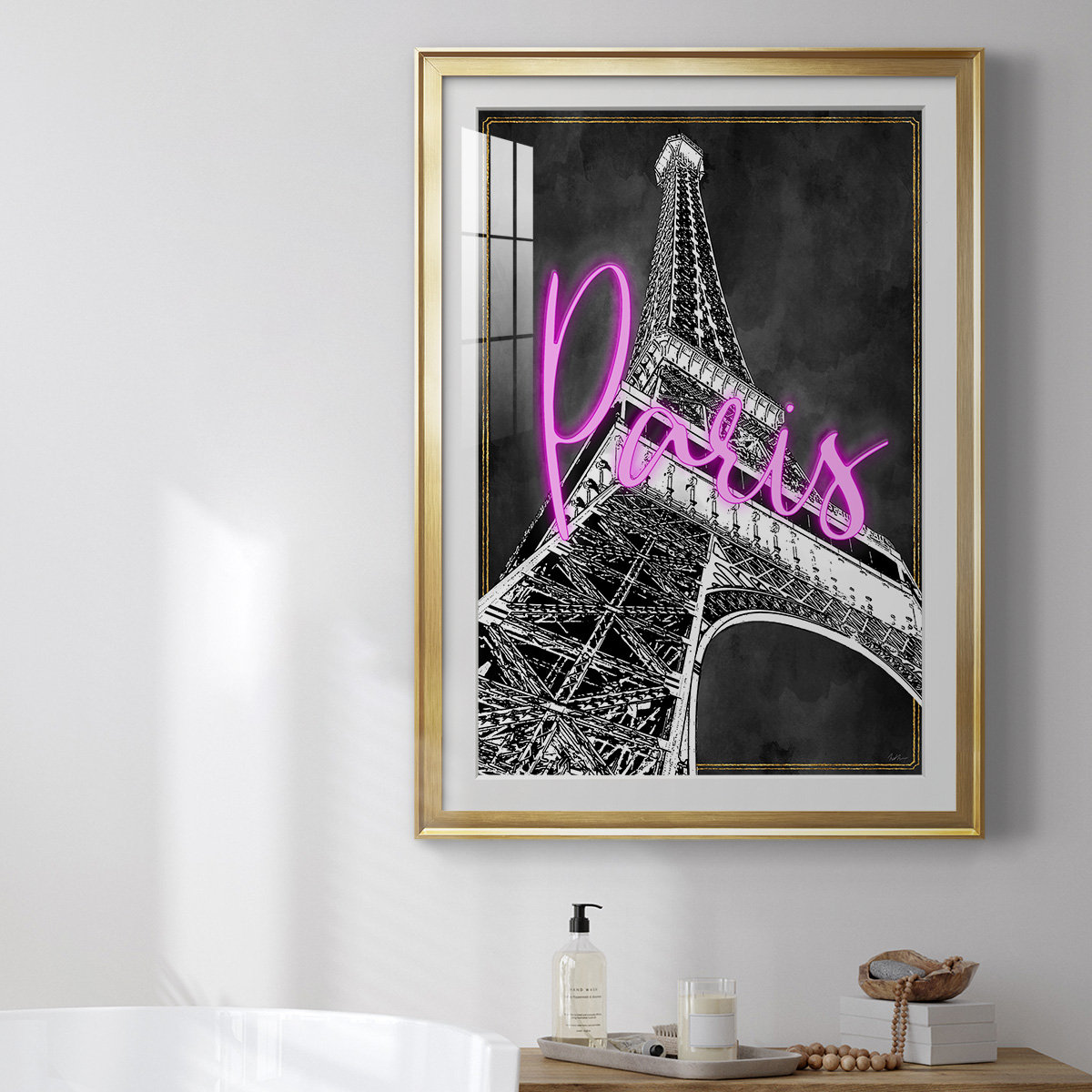 Latitude Run® Neon Nights In Paris Premium Framed Print - Ready To Hang ...