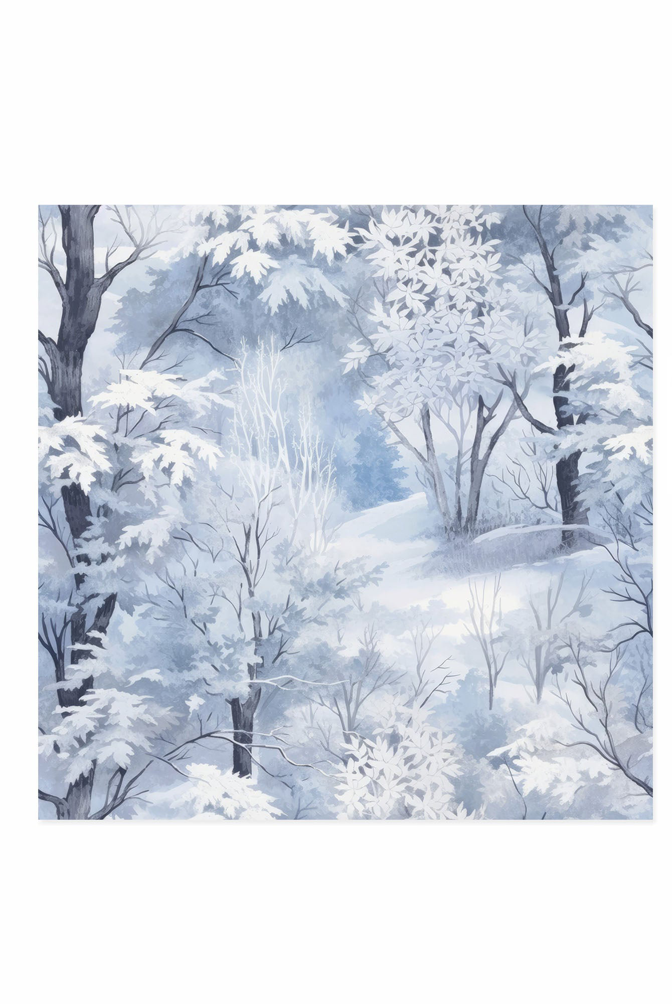 The Holiday Aisle® Holiday Blue Winter Forest Trees VI Modern Unframed ...