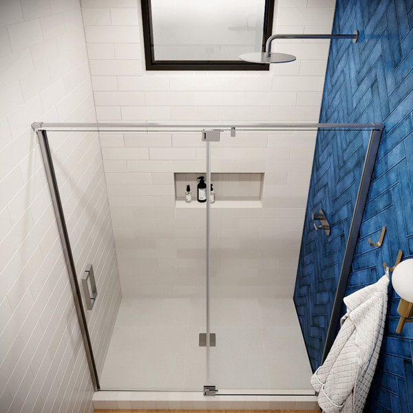 StreamlineBath Aniene 60" x 74" Semi-Frameless Pivot Shower Door with ...