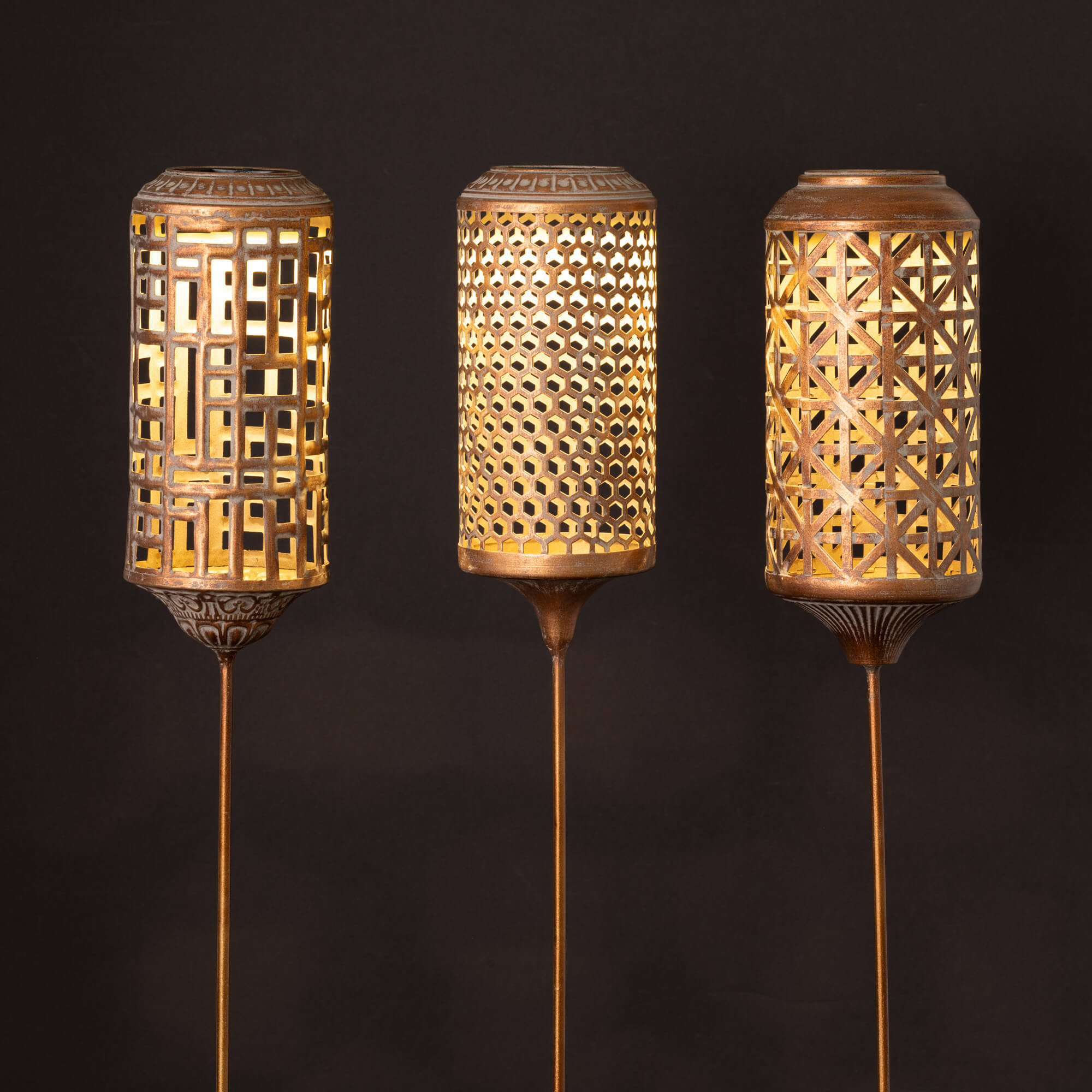 Arlmont & Co. Sullivans Pierced Metal Solar Garden Stake Set of 3, 42"H ...