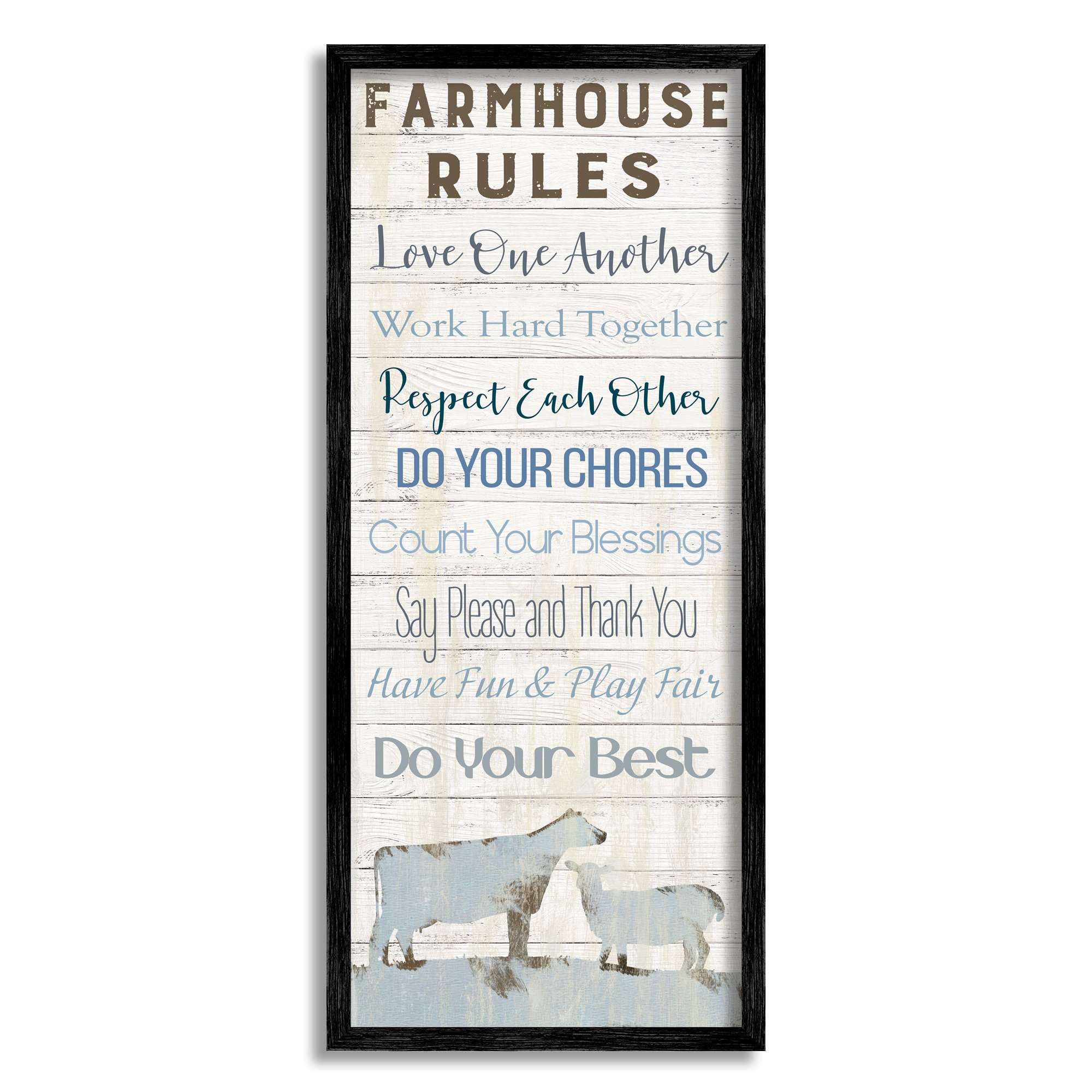Stupell Industries Farmhouse Rules Heartening Planked List Country ...