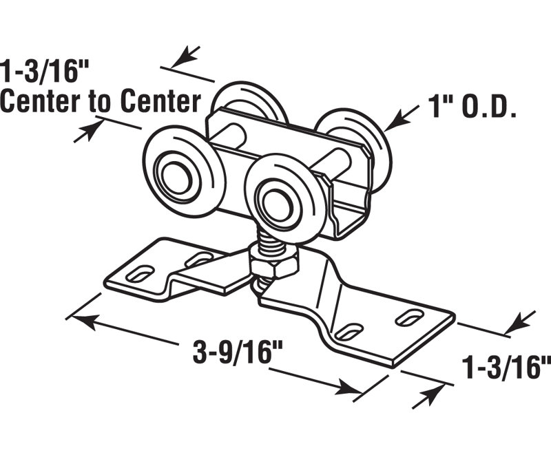 Prime-Line Pocket Door Roller Assembly, 1 in. Outside Diameter, Convex ...
