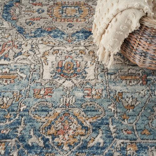 Steelside™ Amalie Blue/Ivory Rug & Reviews | Wayfair