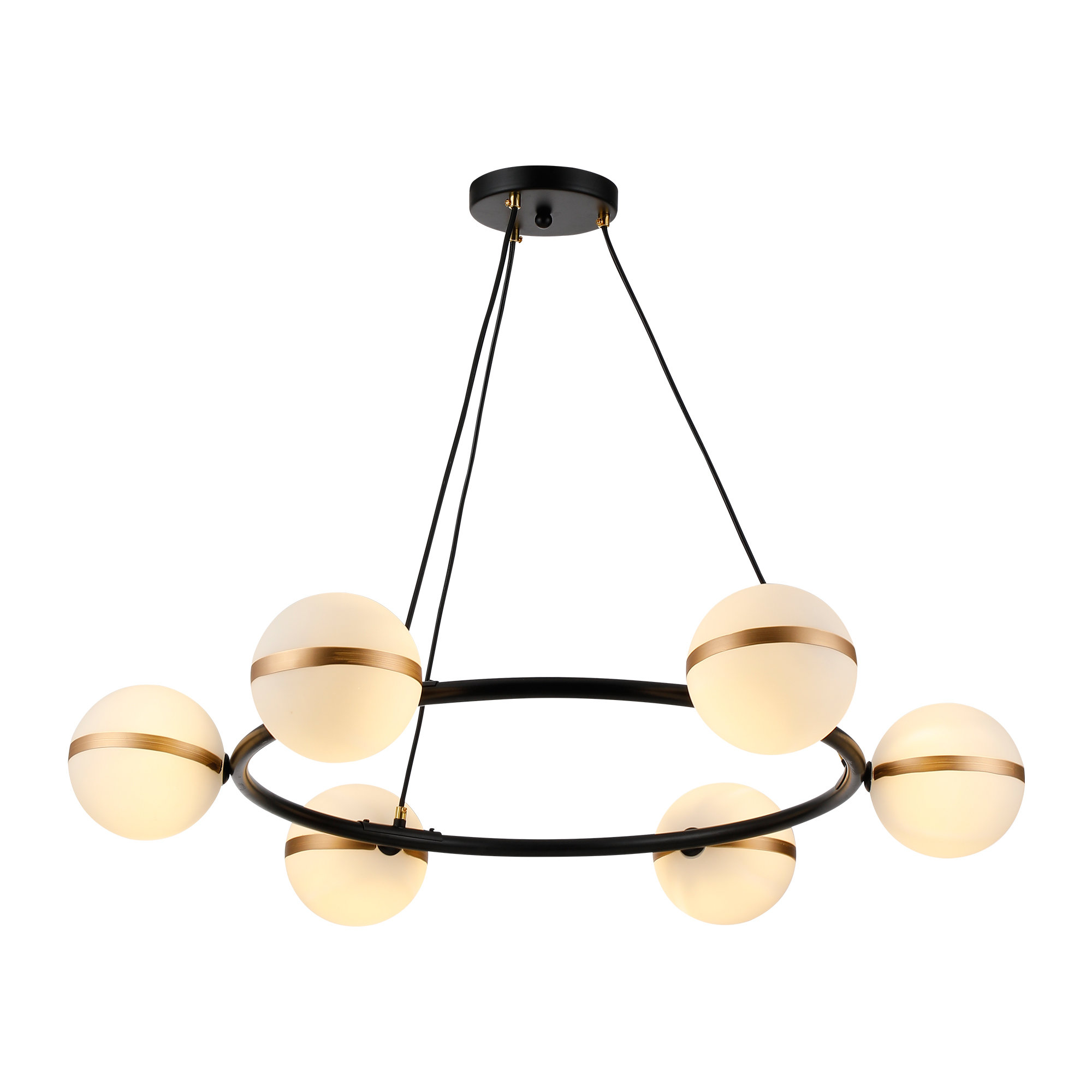 George Oliver Ciuro 6 - Light Unique Circular Hoop 6 Opal White Globe ...
