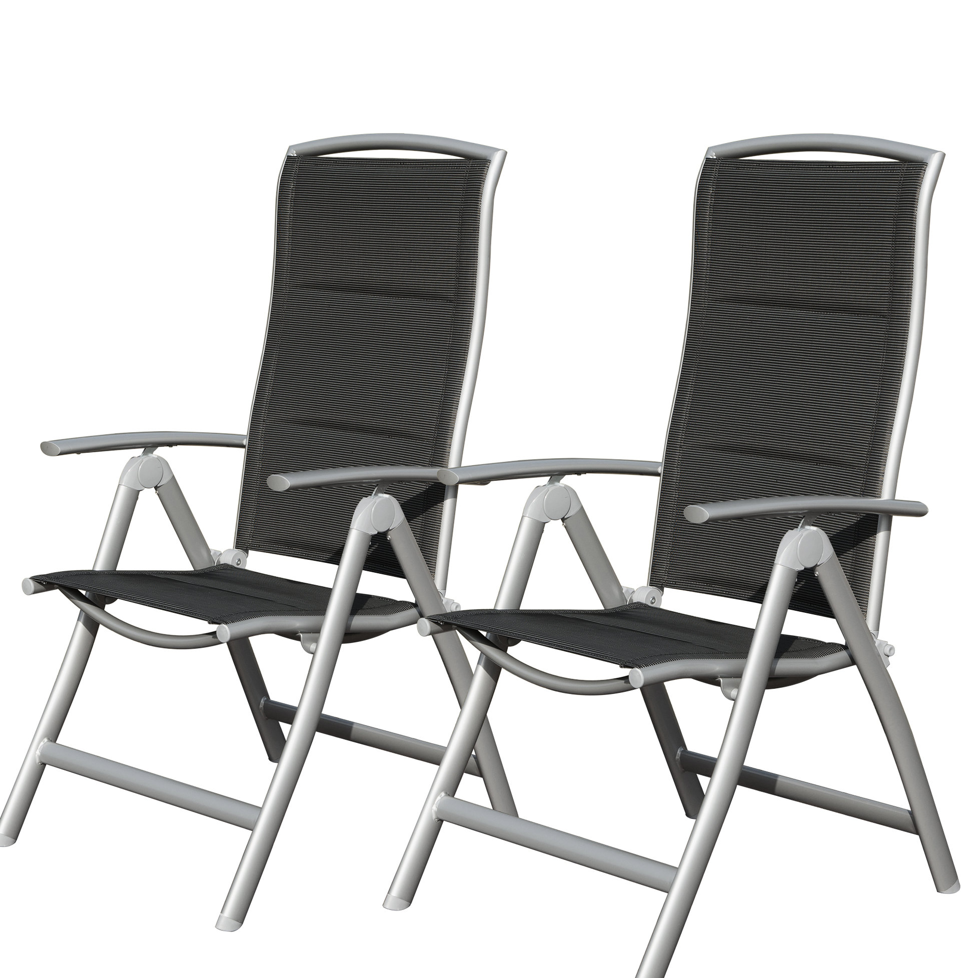 Latitude Run® Dark Grey Patio Folding Chairs Of 2, Aluminium. Robust ...