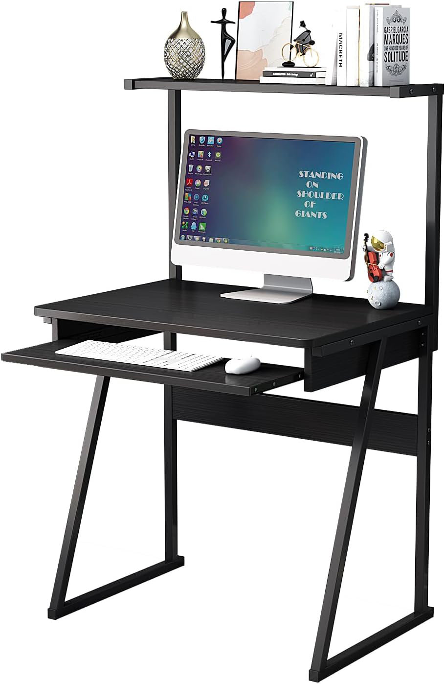 Hokku Designs 2-Tier Computer Desk with Keyboard Tray for Small Spaces ...