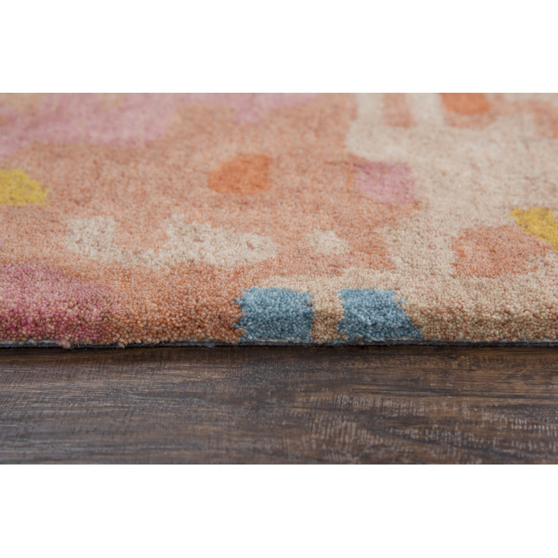 Ebern Designs Prentice Handmade Wool Orange/Brown Rug | Wayfair