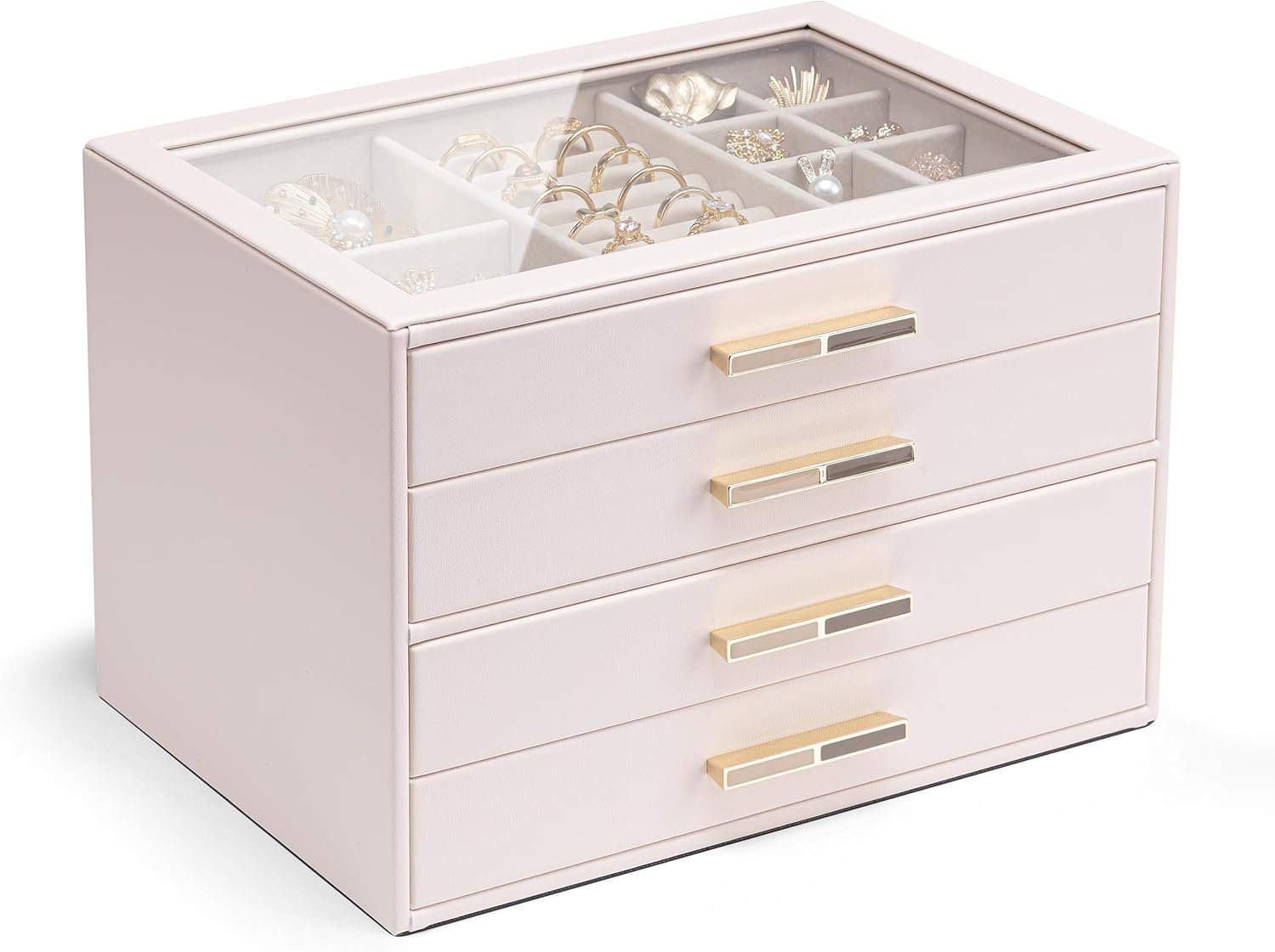 Mercer41 4-layer Pink Jewelry Box With Glass Lid | Wayfair