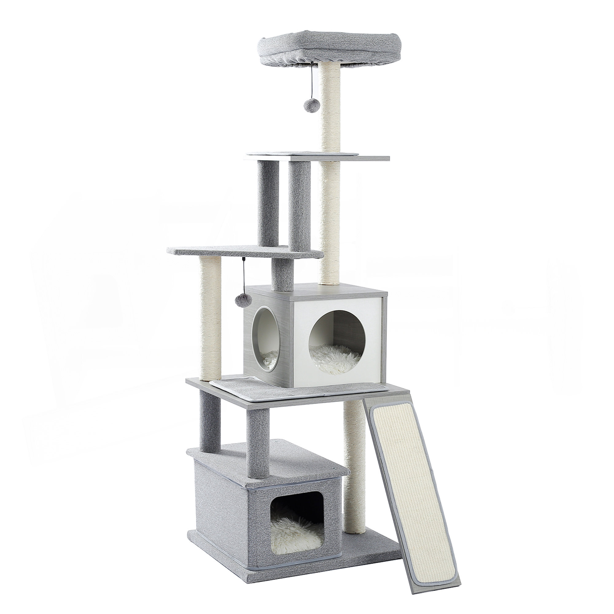 Corrigan Studio® Sturdy Wooden Cat Tree With Multiple Levels And ...