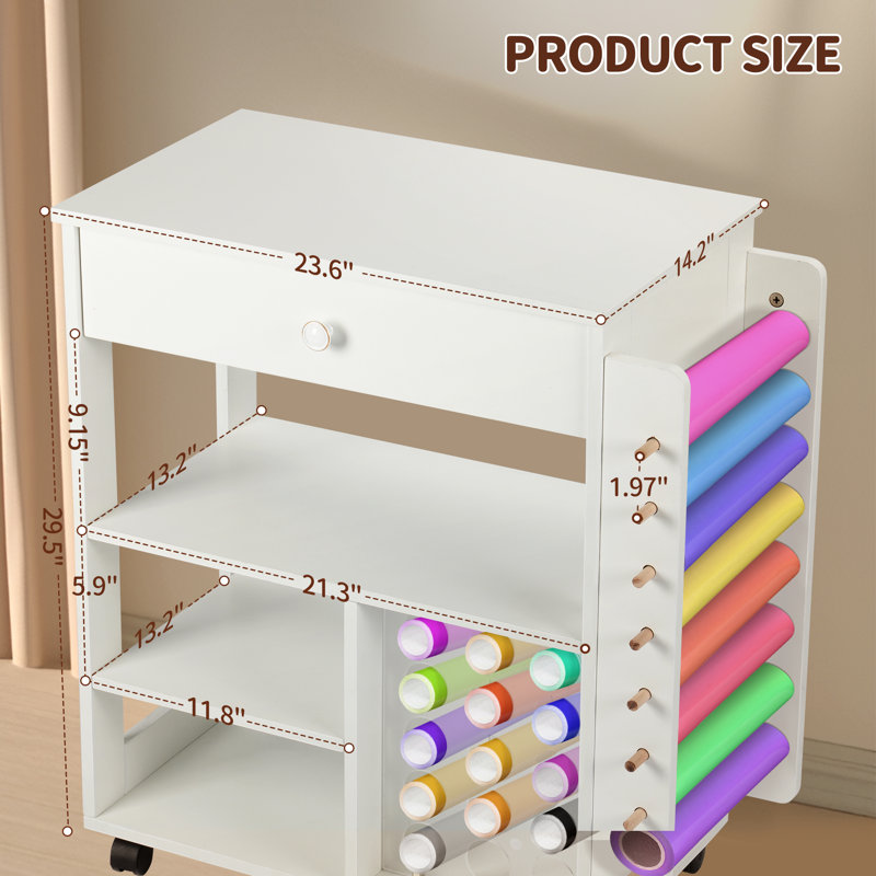 Decofy 23.6'' x 14.2'' Craft Table Organizer with Wheels for Cricut ...