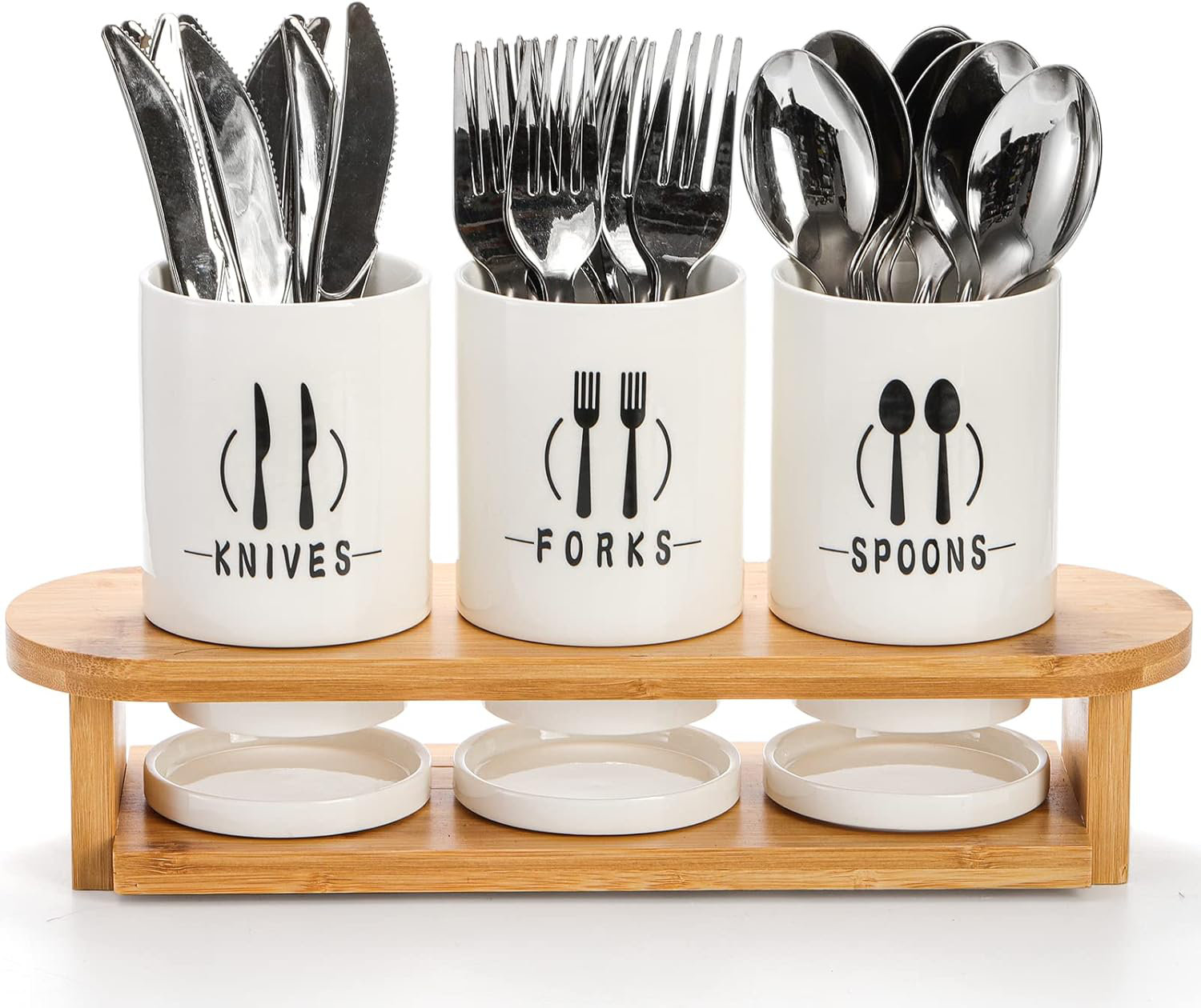 Foundry Select Flatware Holder, 3 Pack Silverware Caddy With Bamboo ...