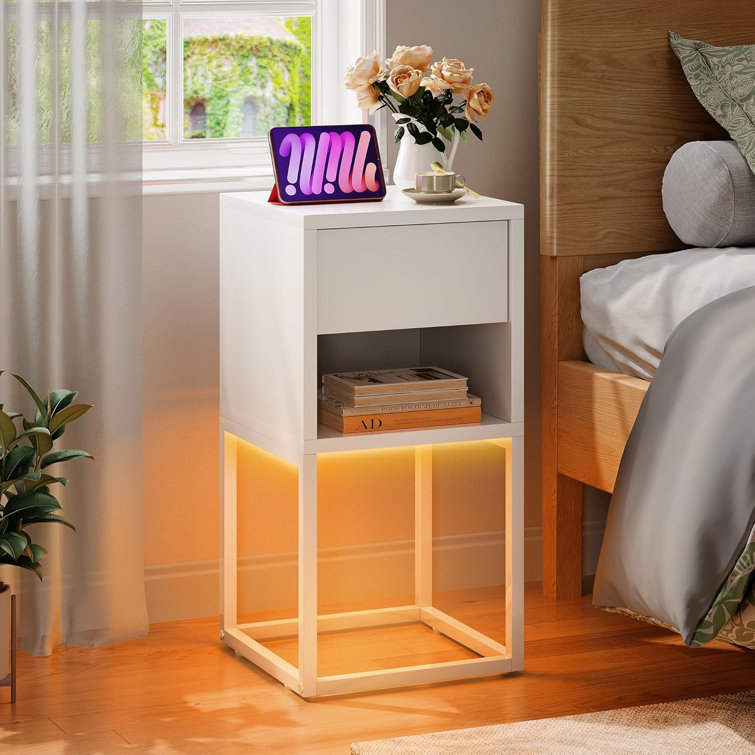 Metro Lane Bedside Table With LED Light(Set of 2) | Wayfair.co.uk