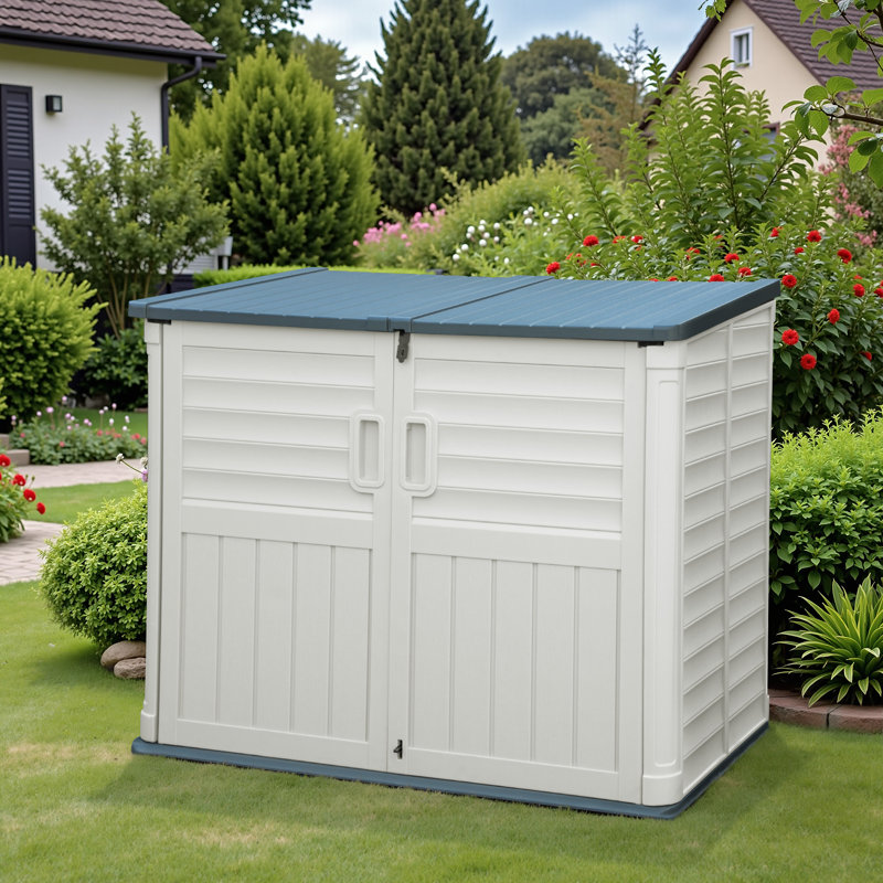 Devoko Outdoor Resin Slant Roof Storage Shed With Double Doors | Wayfair