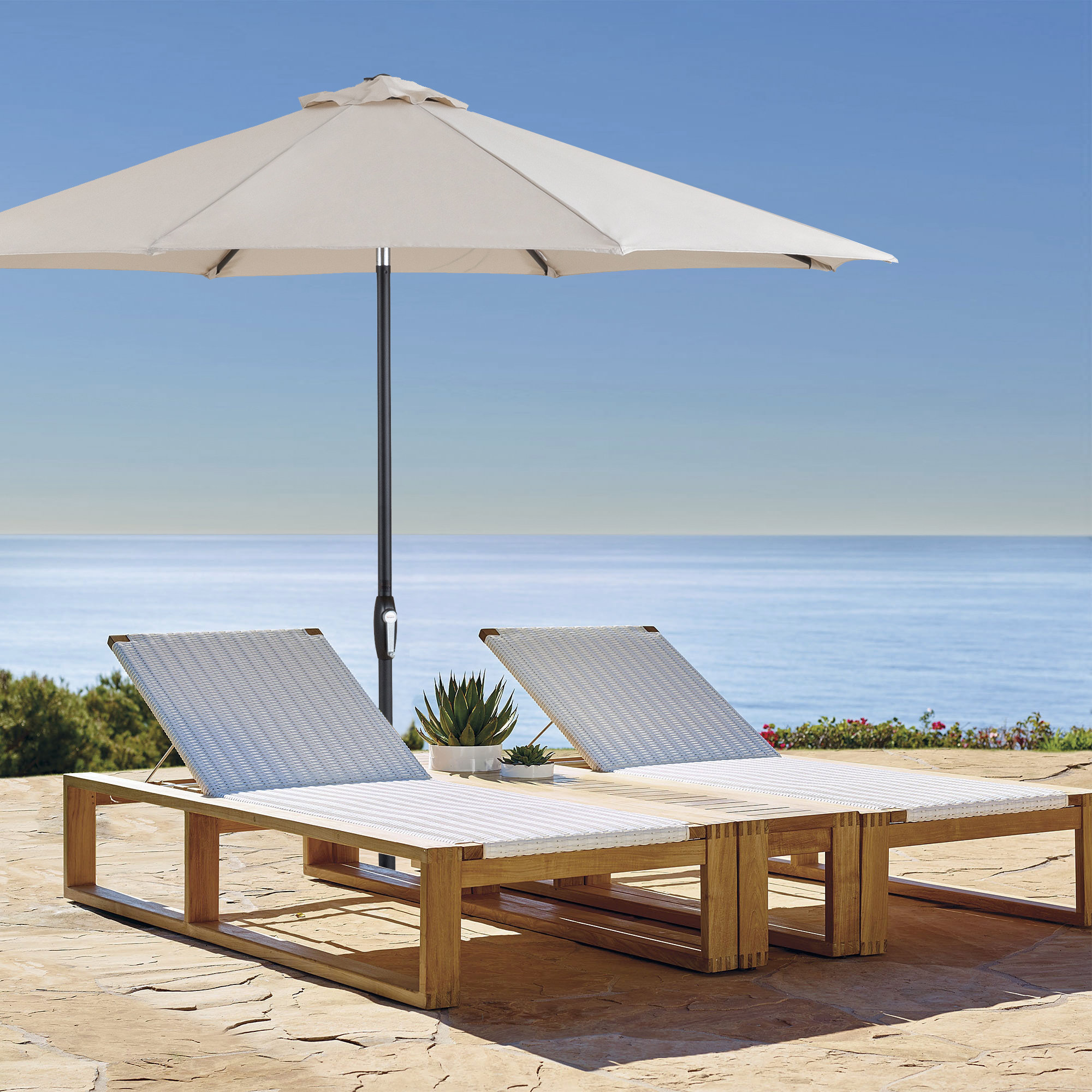 Latitude Run® Devyn 9 ft Patio Umbrella with Crank Lift, Aluminium Pole ...