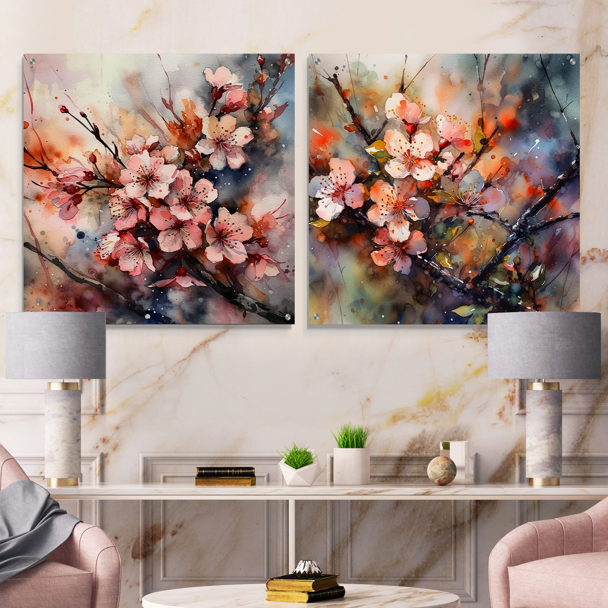 Lark Manor™ Pink Grey Apple Tree Melody I - Apple Tree Acrylic Wall Art ...