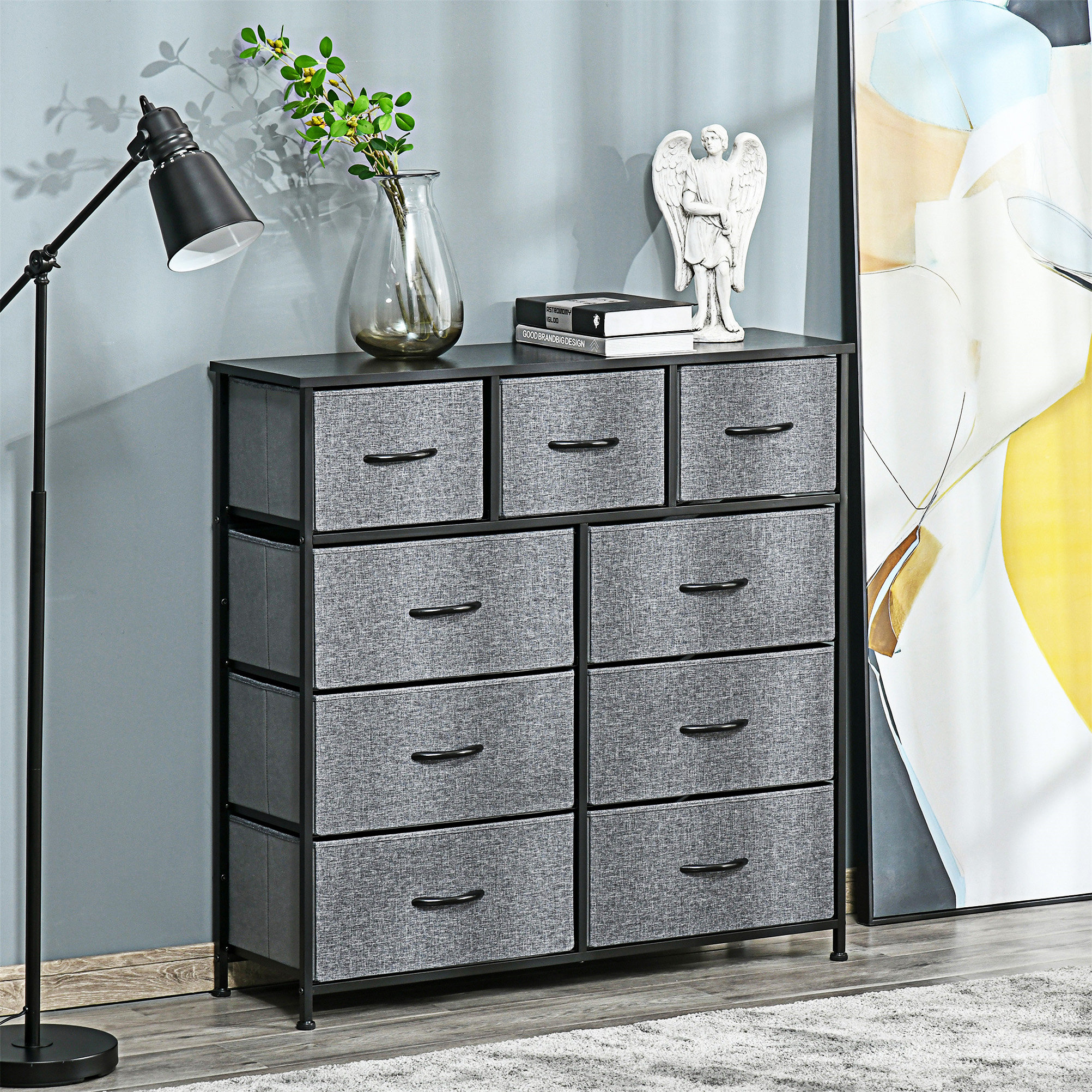 17 Stories HOMCOM 9 Drawers Storage Chest Dresser Organizer Unit W ...