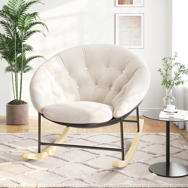 Bayou Breeze Round Rocking Chair with Solid Wood Legs Lambswool ...