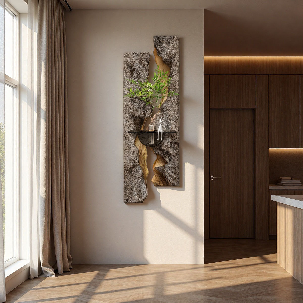 Trinx Luxury 3d Sandstone Led Wall Art - Hydroponic Entryway Decor ...