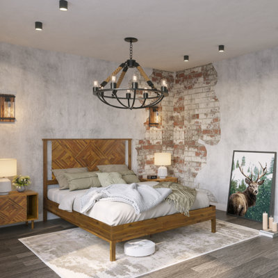 Union Rustic Kalleen Solid Wood Bed Frame with Artistic Patterned ...