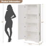 Ebern Designs 60-Inch Tall Cabinet with Doors and Shelves in White ...