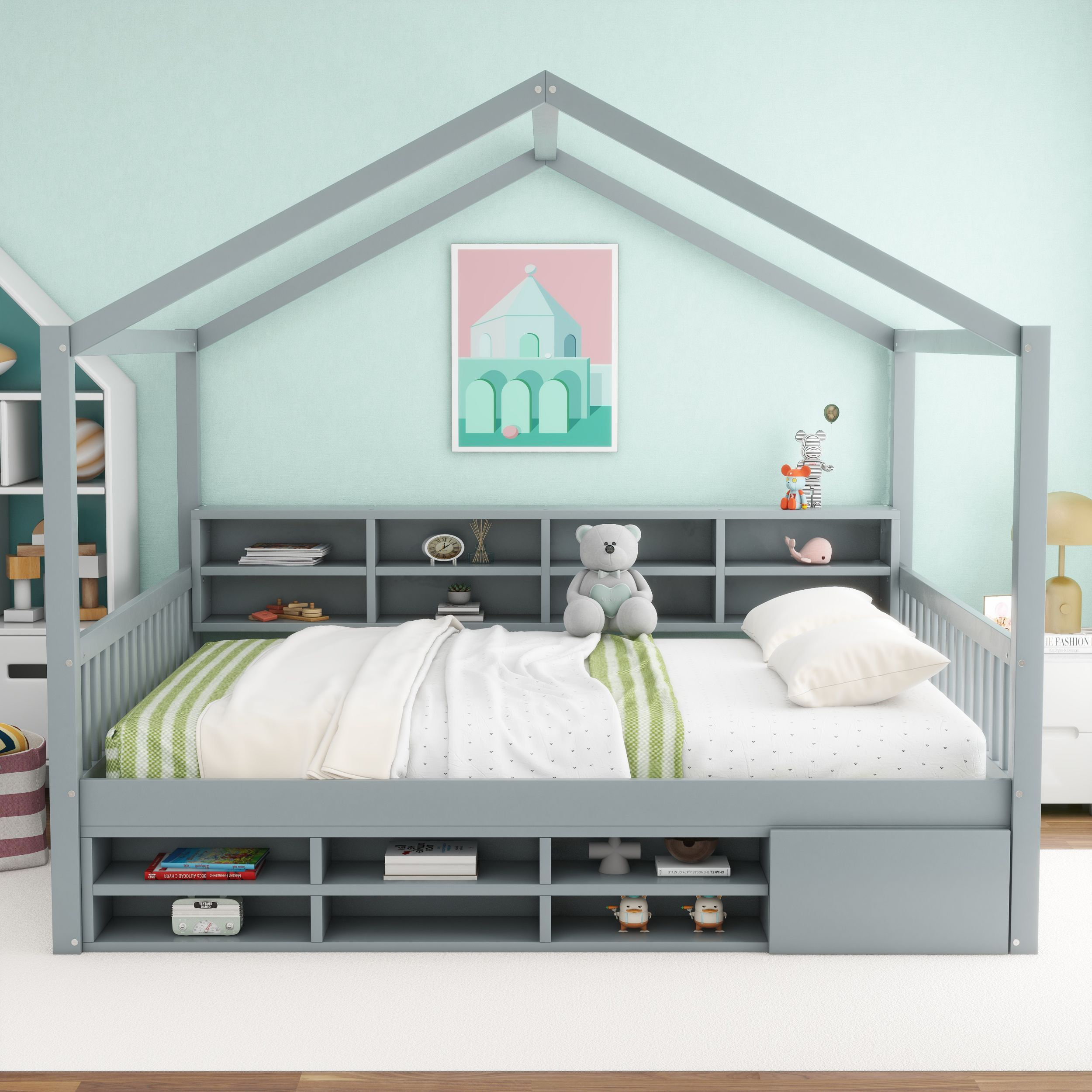Isabelle & Max™ Multi-Functional Storage Wooden House Bed | Wayfair