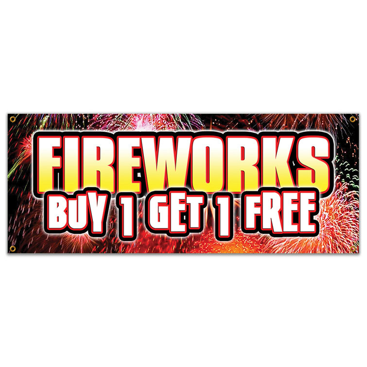 SignMission Fireworks Buy 1 Get 1 Free Banner Sign | Wayfair