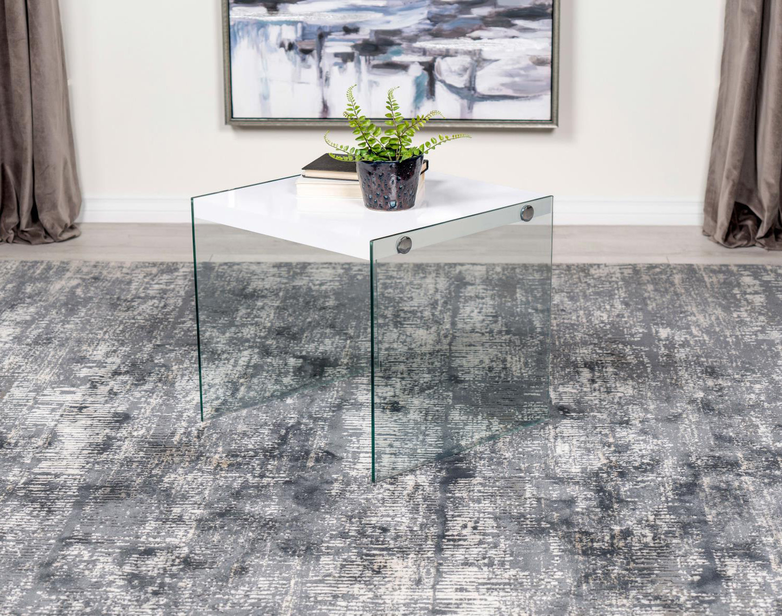 Ebern Designs Graner Square End Table with Glass Legs in Clear and ...