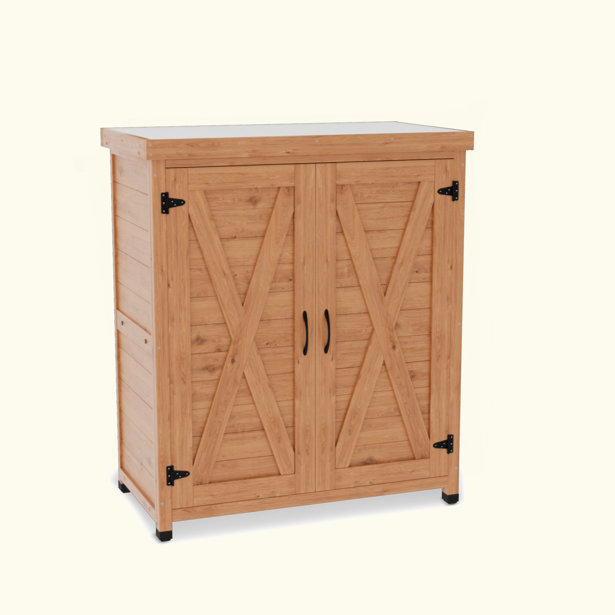 Latitude Run® Potting Bench With Storage Cabinet And Metal Table Top ...