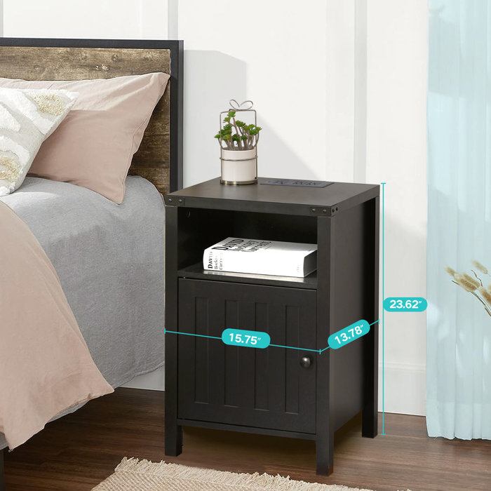 Gracie Oaks Chunn End Table with Storage and Built-In Outlet | Wayfair