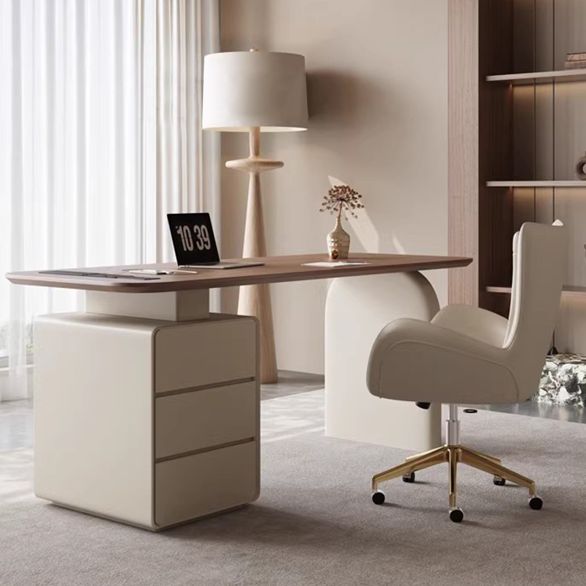 Brayden Studio® Dunte Walnut 3-Drawer Writing Desk With Storage For ...