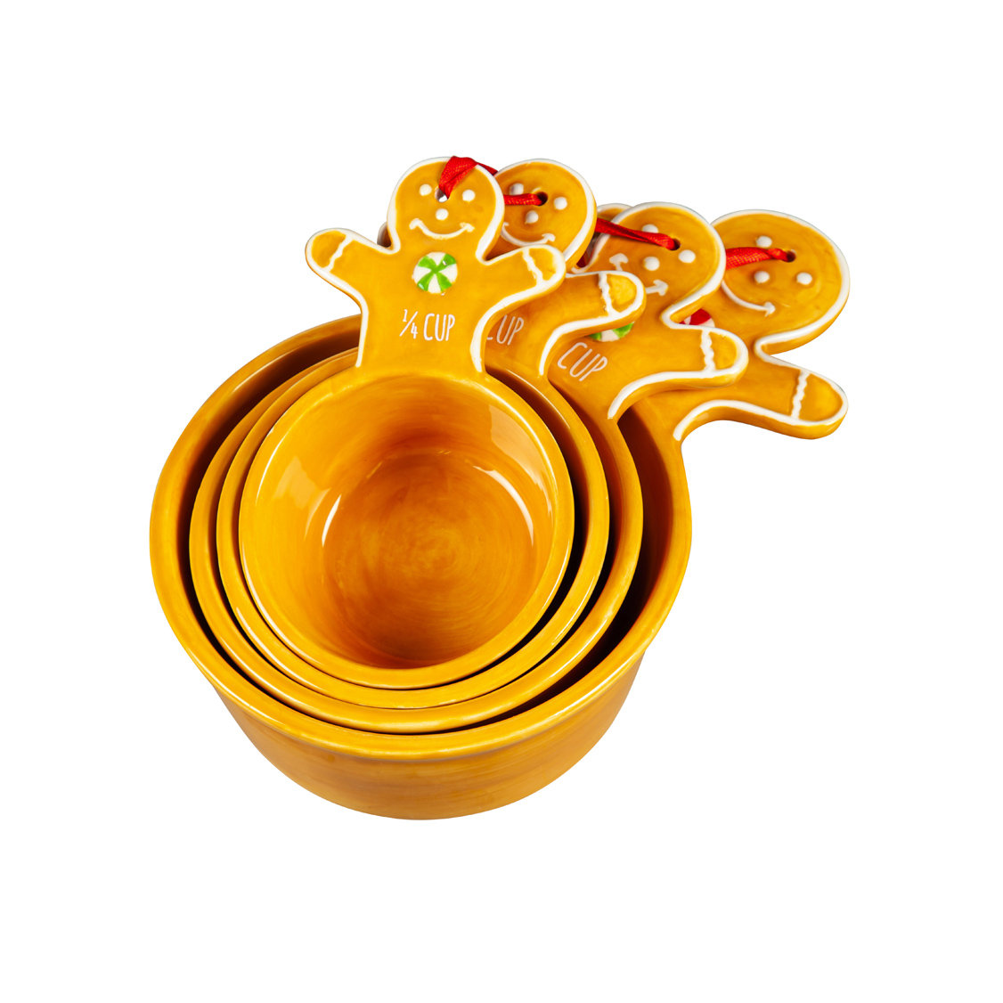 Evergreen Enterprises, Inc Ceramic Measuring Cup Set, Gingerbread Man ...
