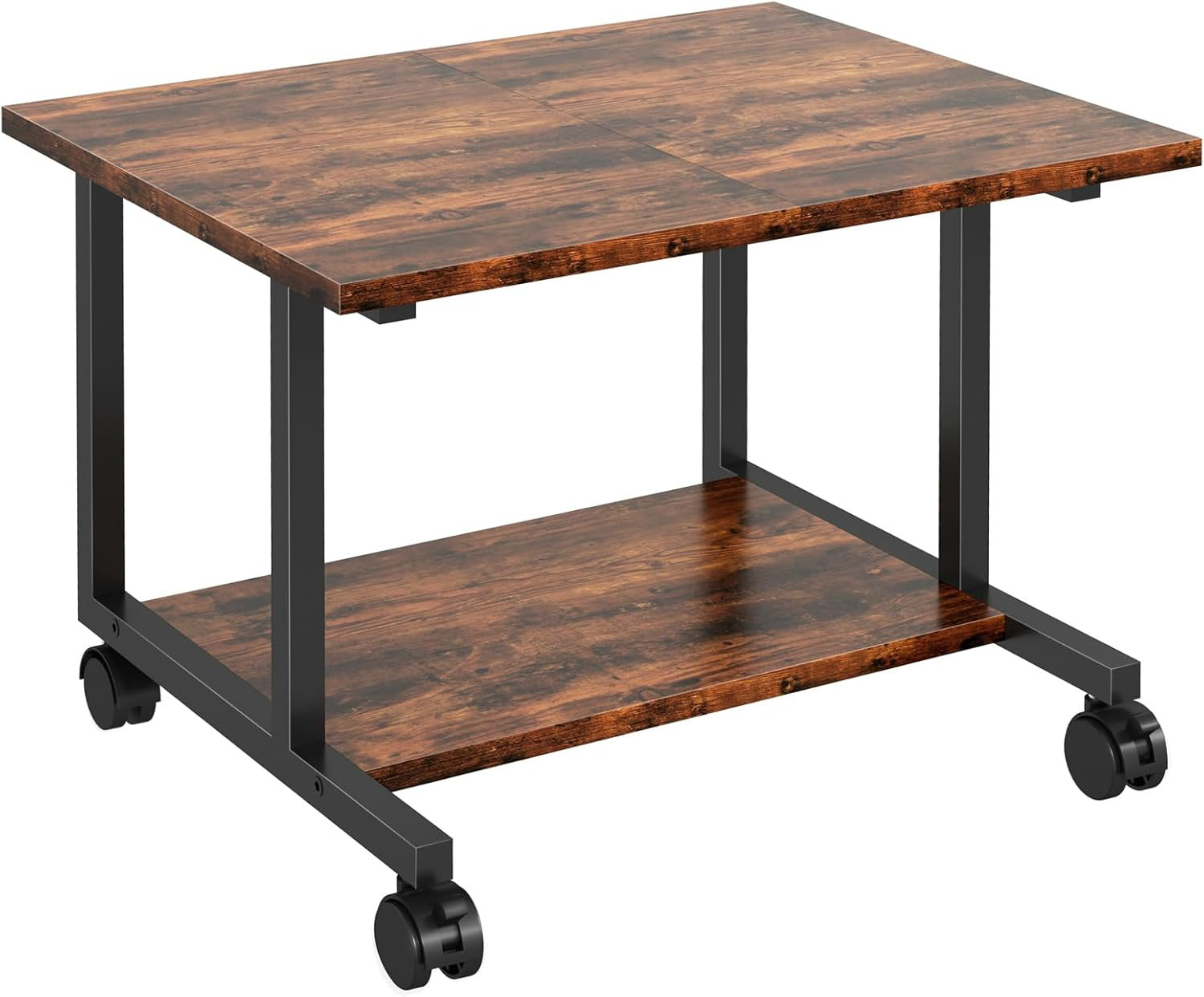 ERTCHUE RIED Rustic Brown Printer Stand With Wheels And Storage Shelf ...