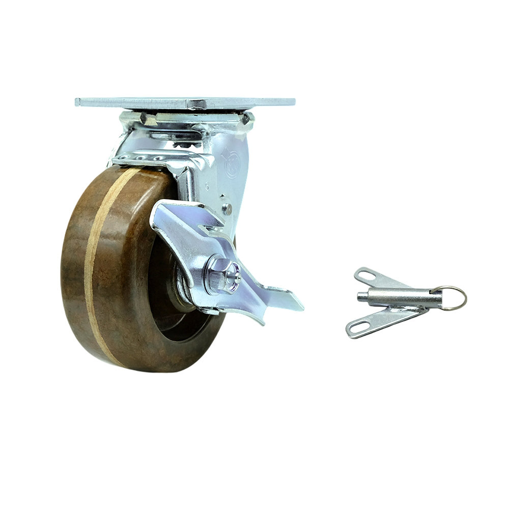 Service Caster Phenolic Caster with Roller Bearing and Brake/Swivel ...