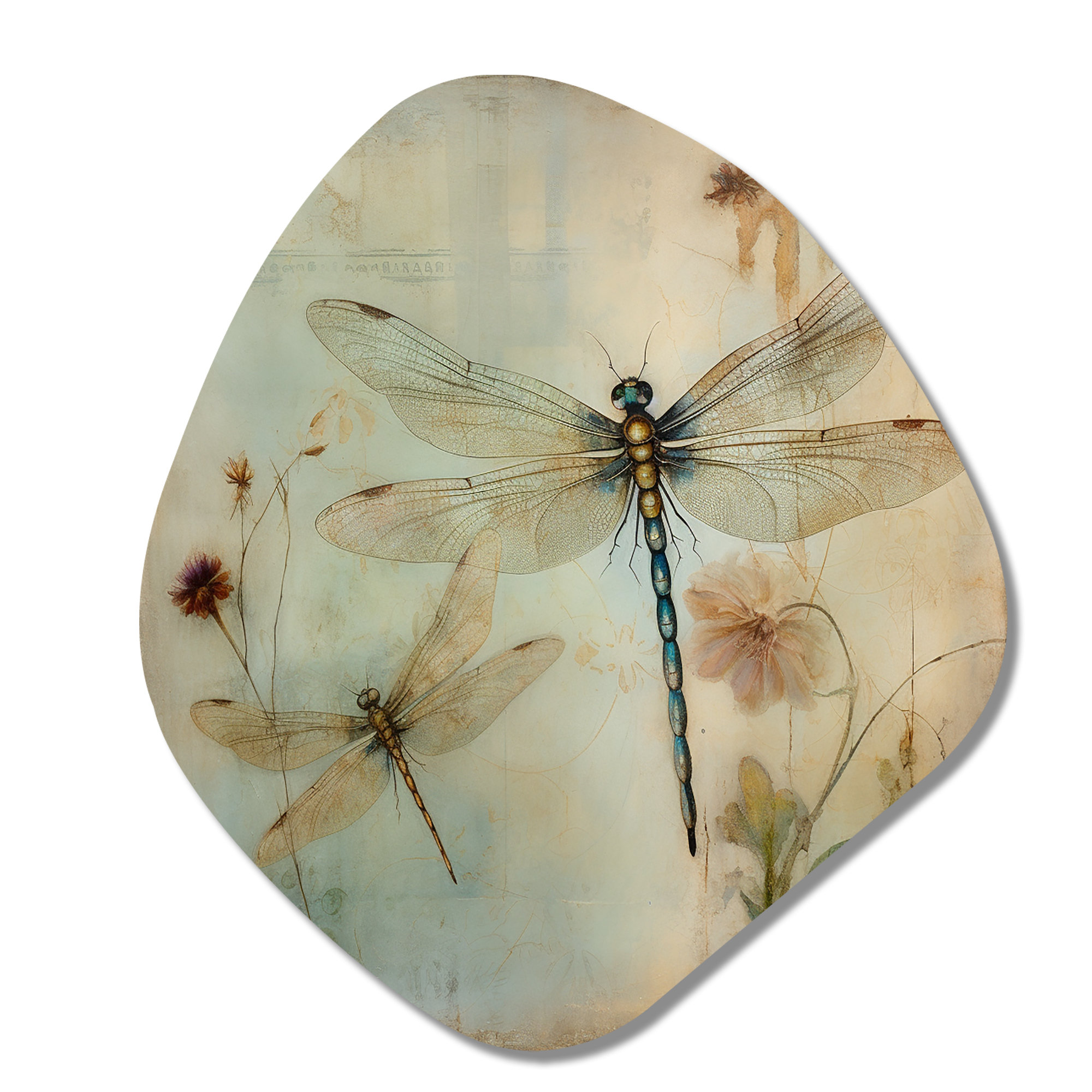 Design Art Vintage Painting Of Dragonfly Flying I - Animals Dragonfly ...