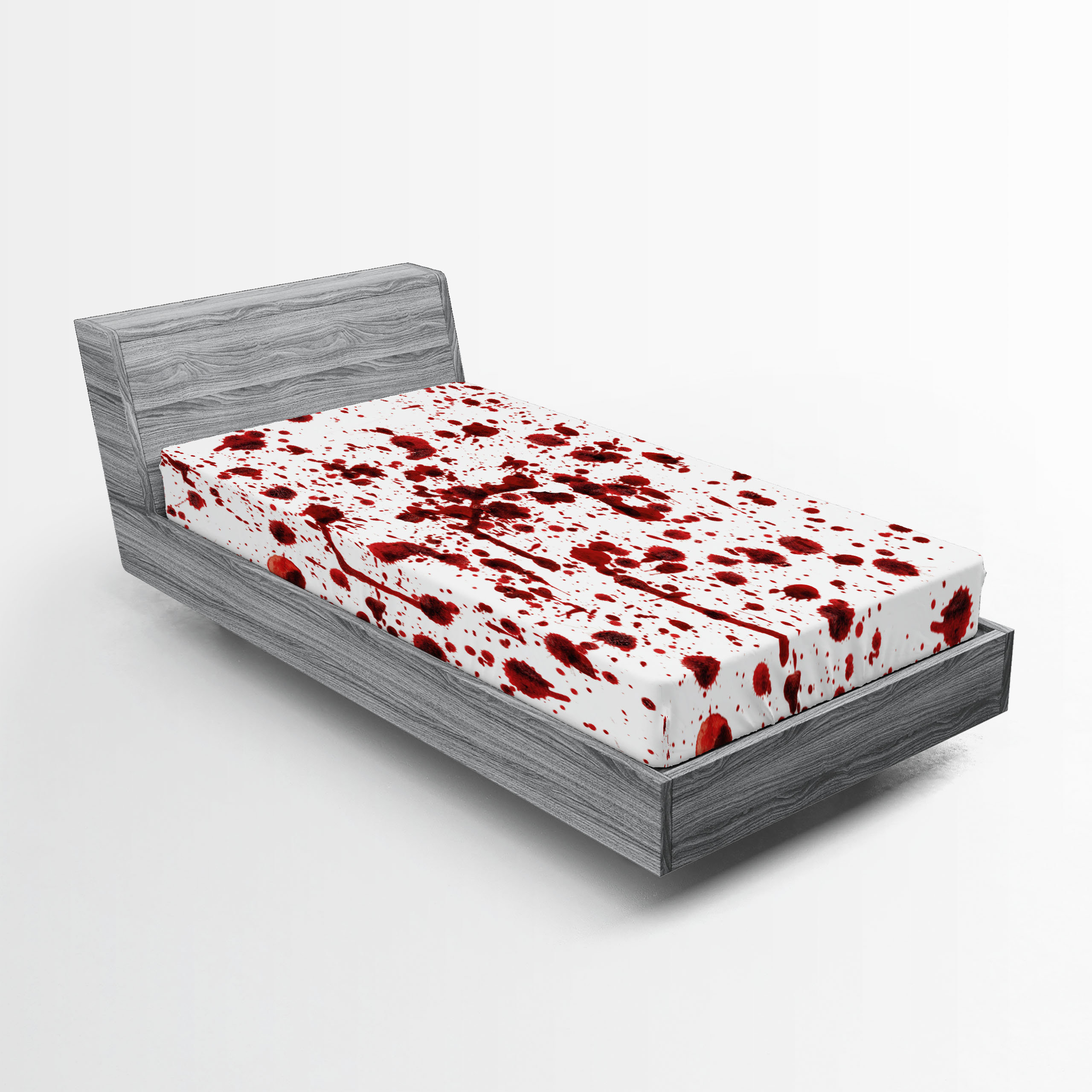 Ambesonne Bloody Fitted Sheet 2-Pack Splashes of Blood Scary Red White ...