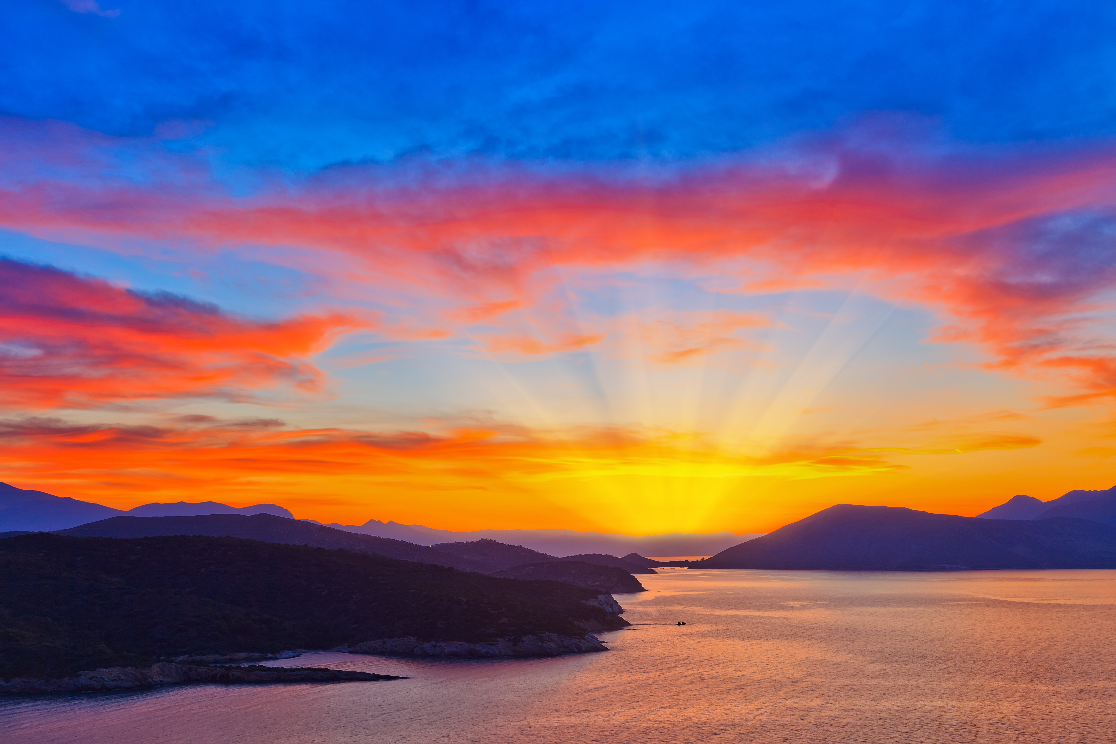 Highland Dunes Greek Sunset by Sborisov - Wrapped Canvas Print | Wayfair