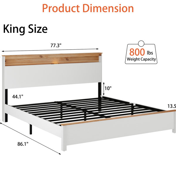 Latitude Run® Structure de lit pour grand lit blanc traditionnel ...