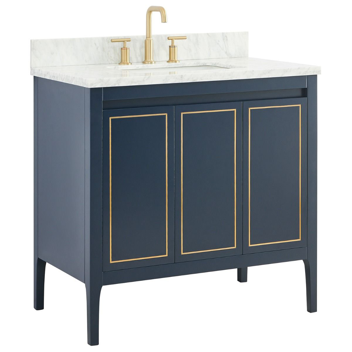 Ivy Bronx 36'' Free-standing Single Bathroom Vanity with Carrara Marble ...