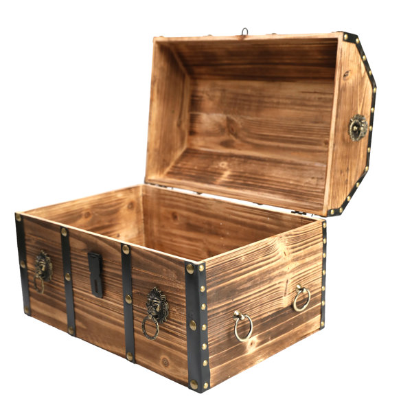Quickway Imports Large Wooden Pirate Lockable Trunk with Lion Rings ...