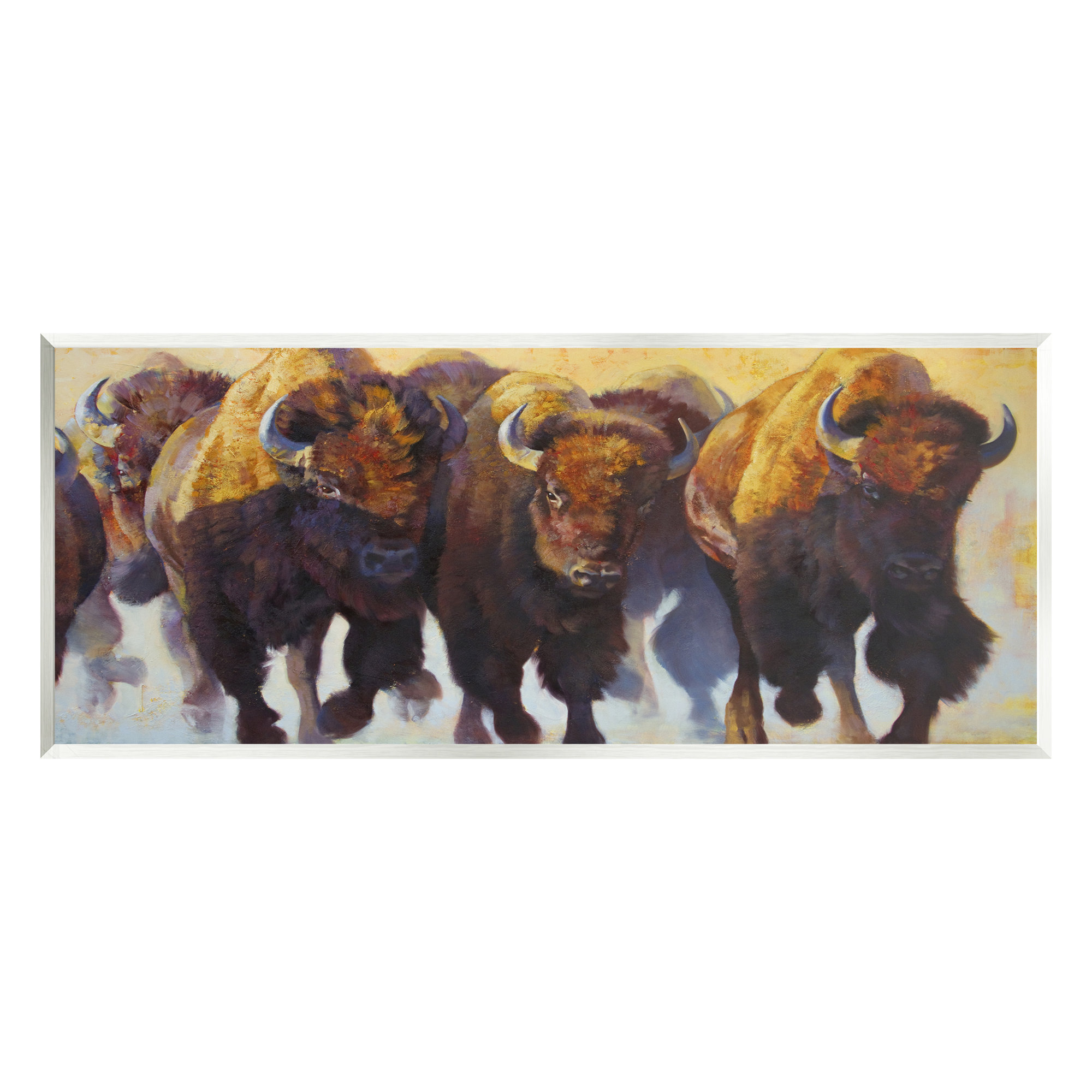 Stupell Industries Ax-161-Wood " Herd Of Bison Painting " by Julie T ...