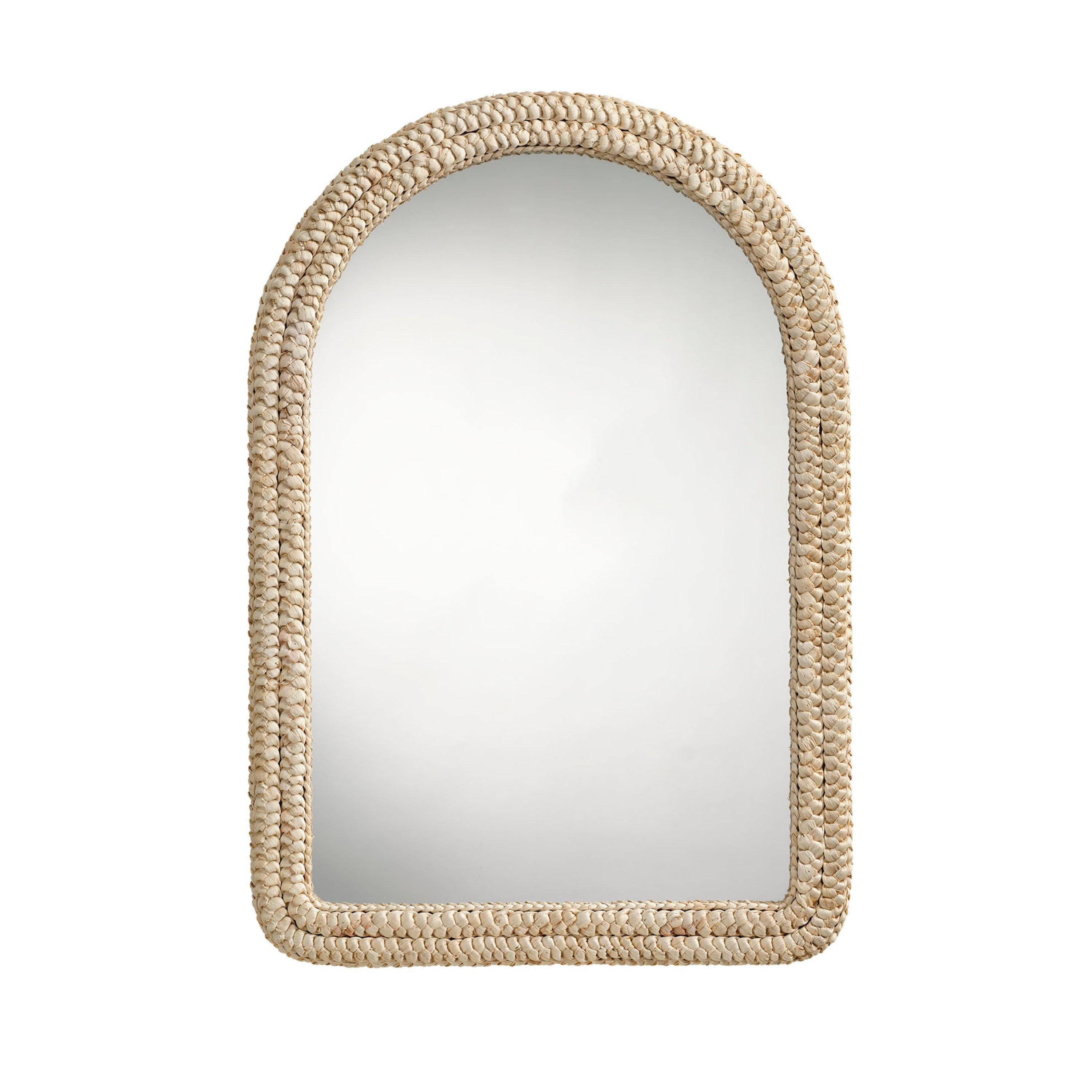 Benjara Grix Wall Mirror, 38 Inch Brown Braided Arch Frame, Woven ...