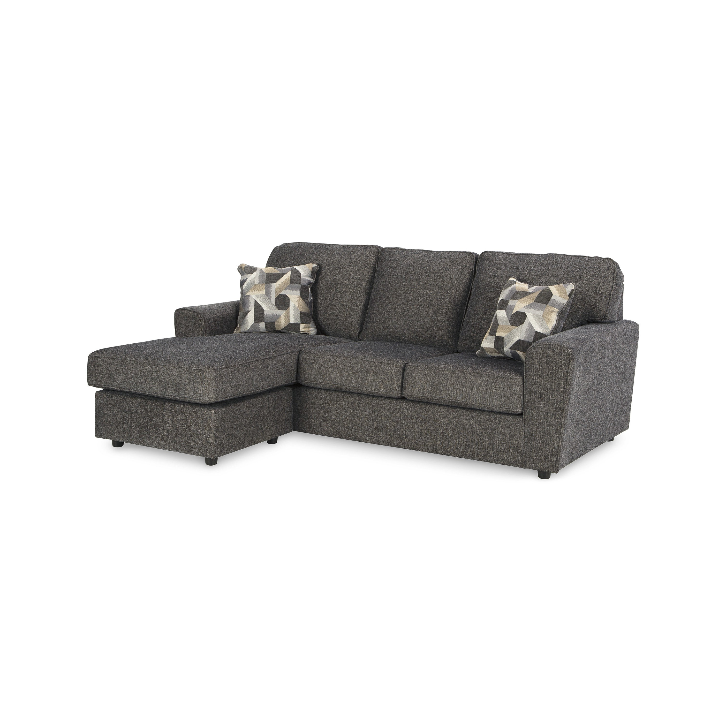 Benjara Timu L Shaped Sofa Chaise, 86 Inch, 2 Accent Pillows, Grey ...